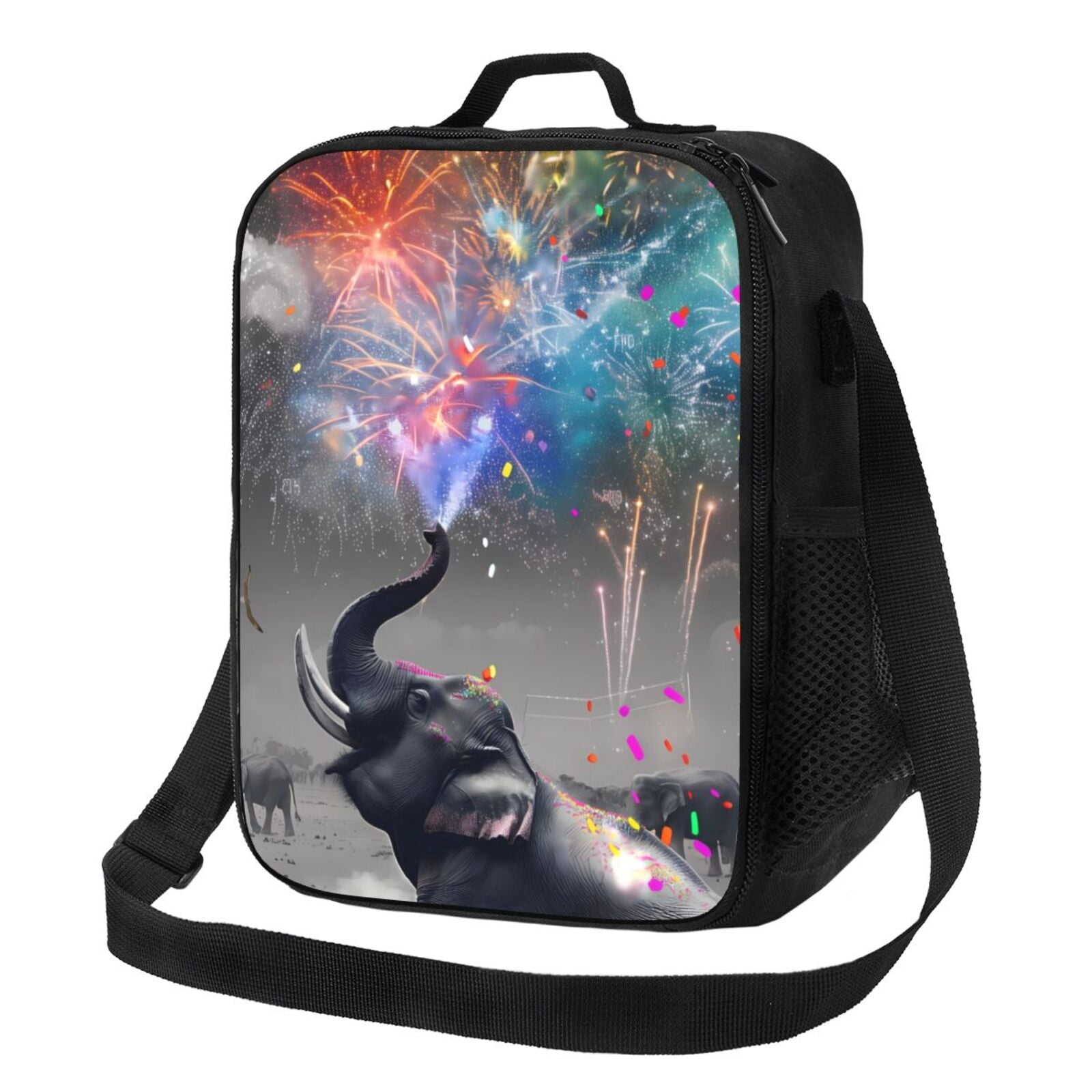 Lsque Elephant Fireworks Celebration Lunch Bag Lunch Box for Women Men ...