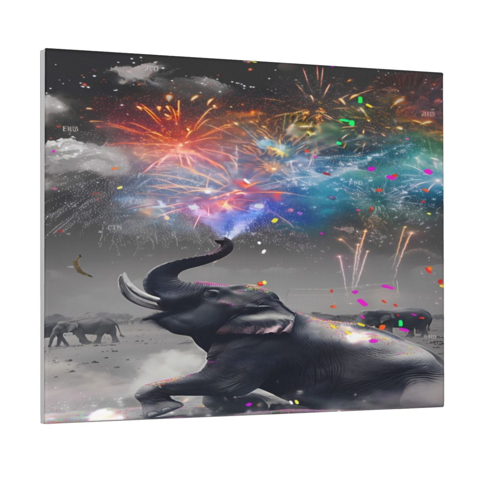 Lsque Elephant Fireworks Celebration Print Wall Art – Decorative ...