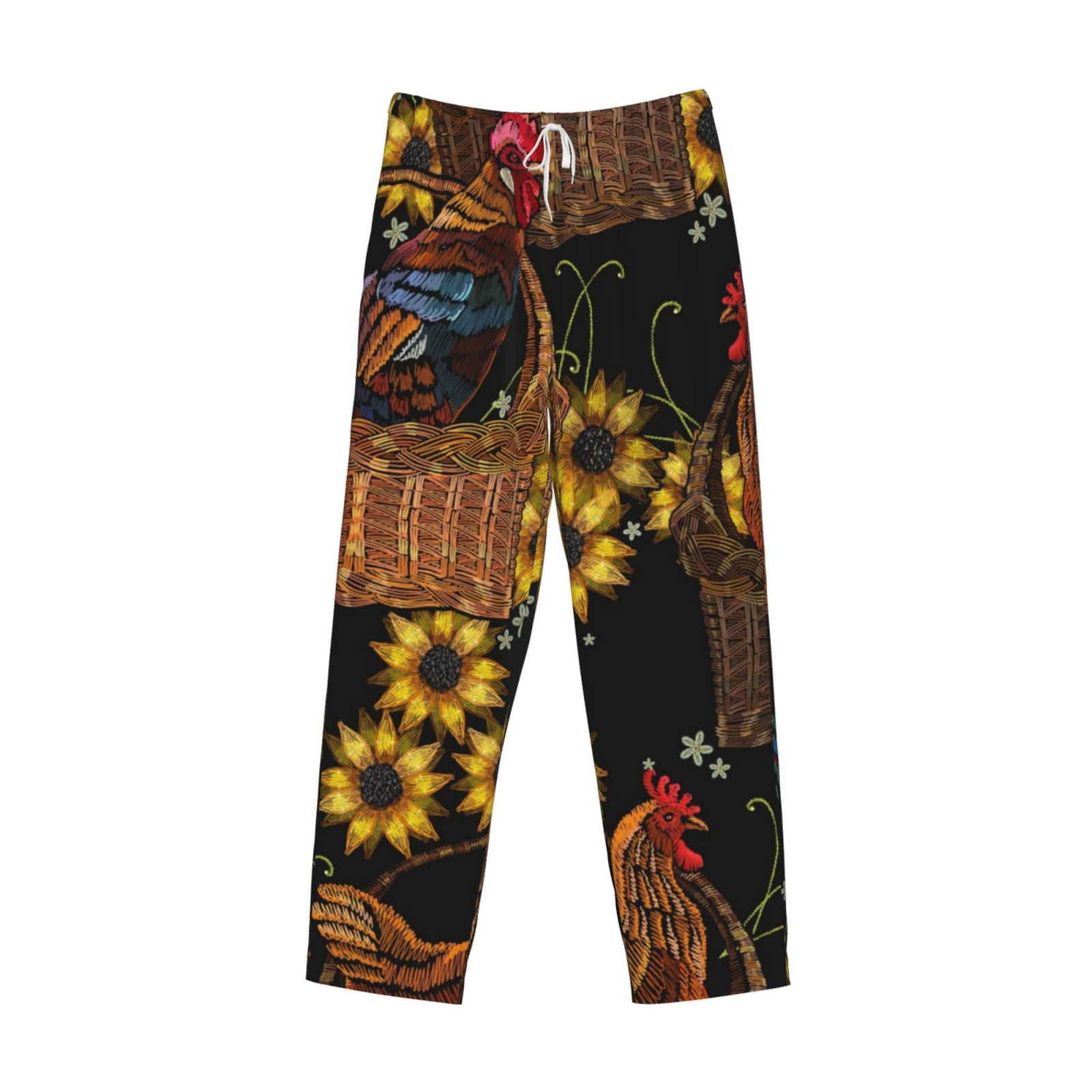 Lsque Embroidery Chicken Rooster Print Men's Pajama Pants, Lounge Pant ...