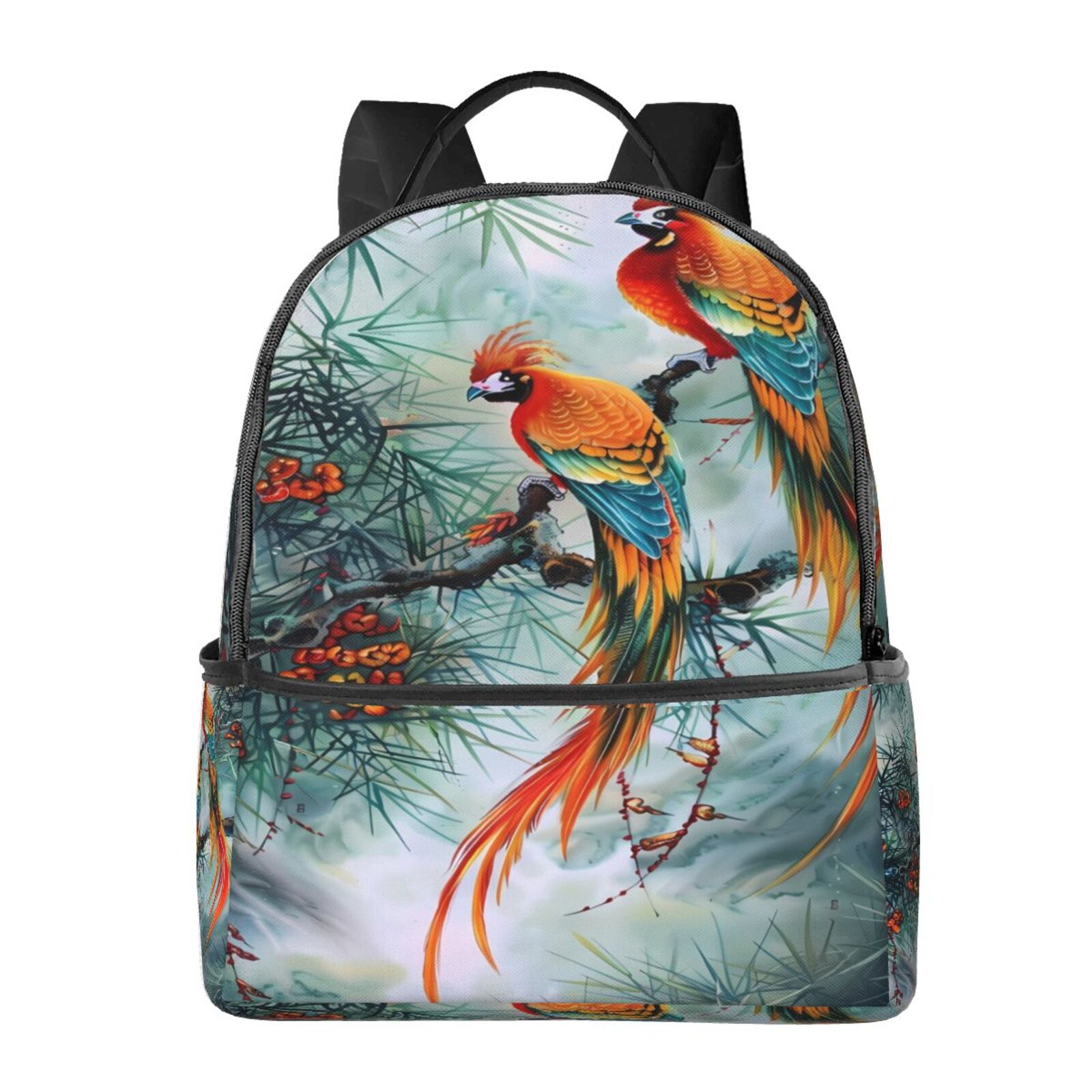 Lsque Exotic Birds Forest Pattern Backpack – School Travel Canvas ...