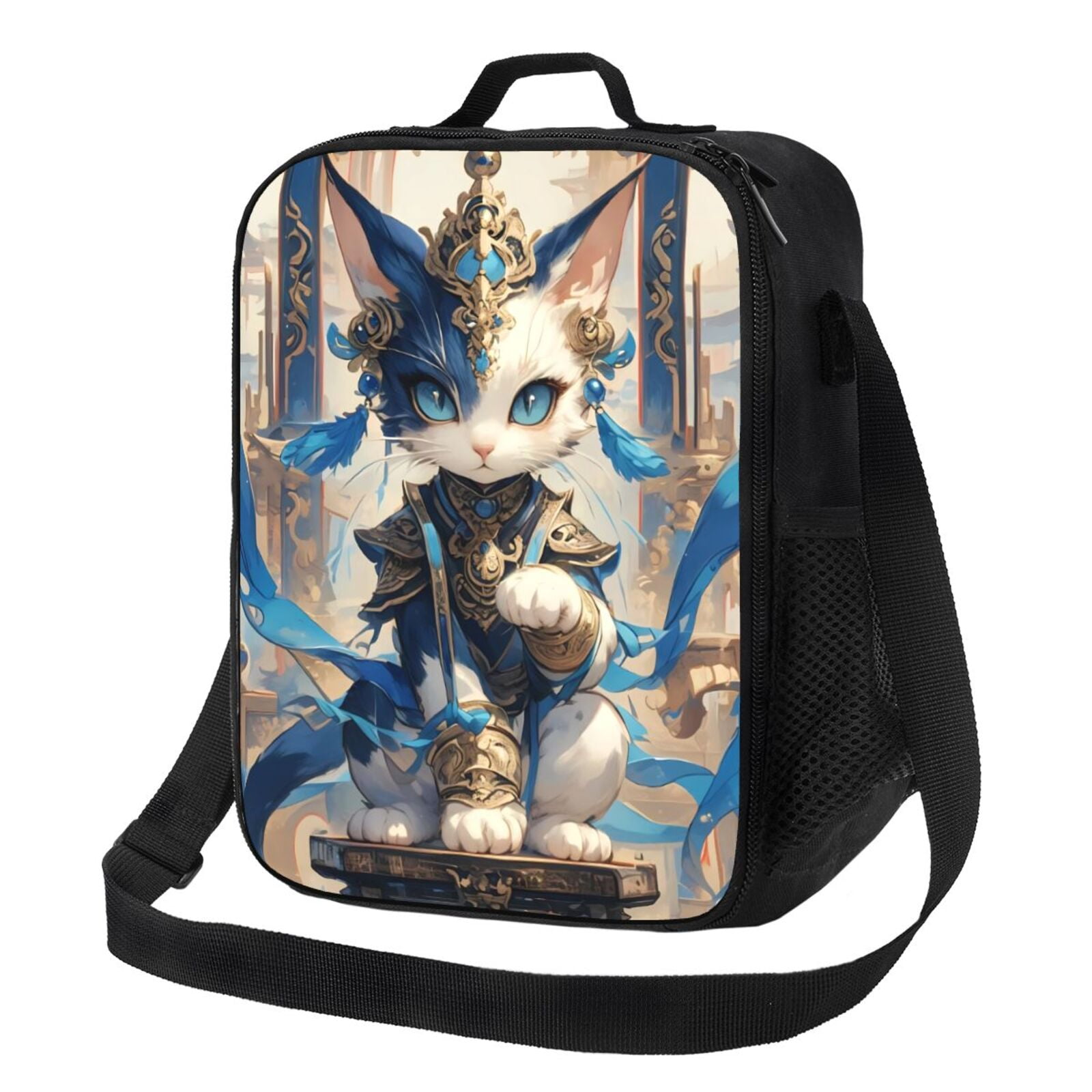 Lsque Exotic Blue Cat Lunch Bag Lunch Box for Women Men Reusable ...