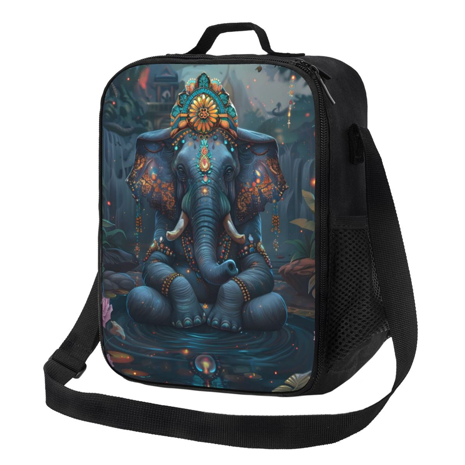 Lsque Exotic Elephant Lunch Bag Lunch Box for Women Men Reusable ...