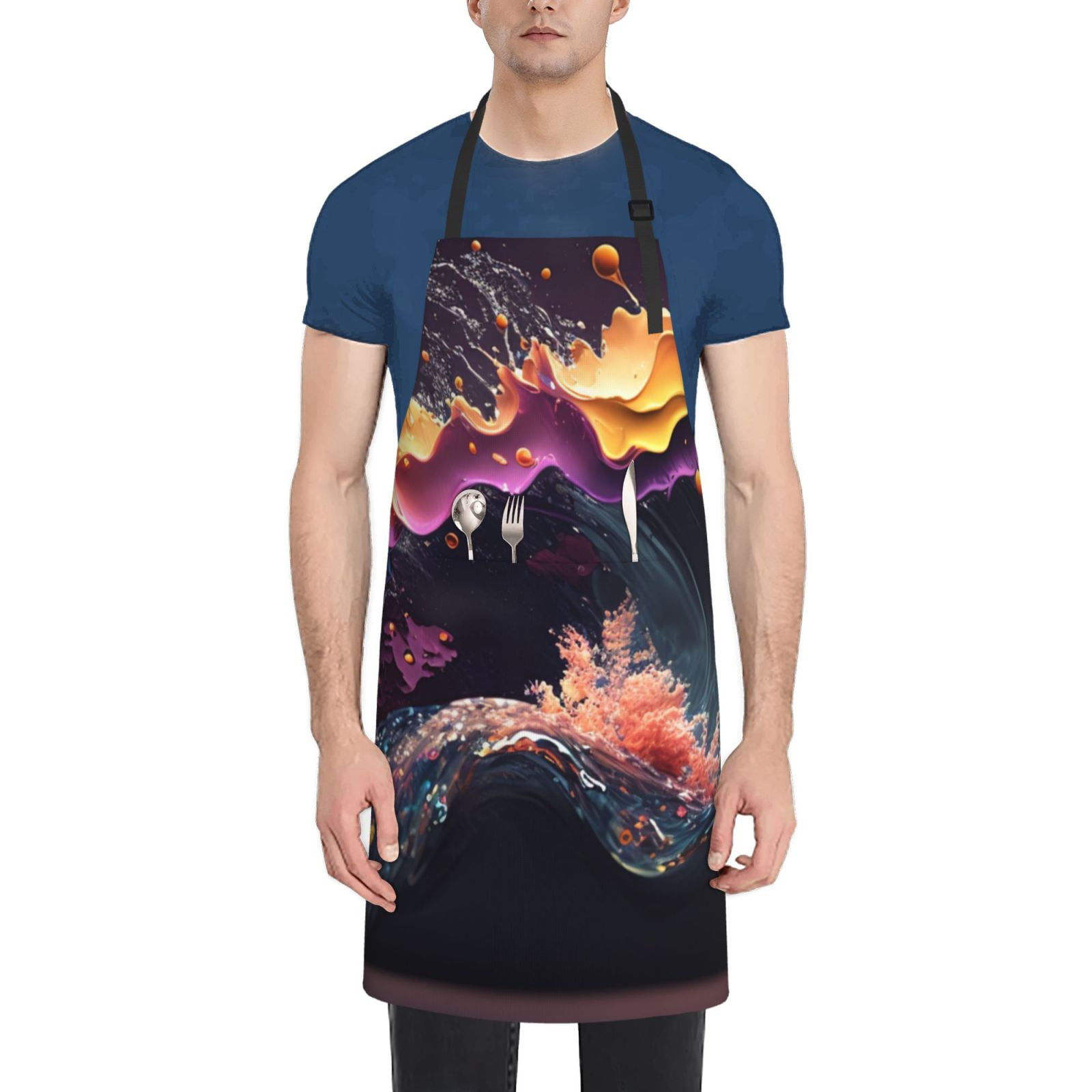 Lsque Explosive Fluid Splash Art Waterproof Apron Chef Aprons for Men ...
