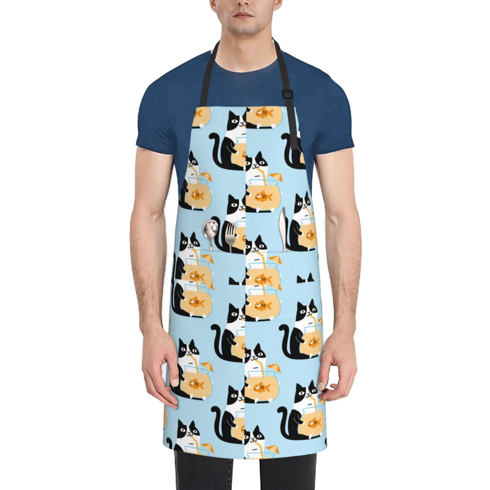 Lsque FUNNY CAT IS DRINKING WATER Waterproof Apron Chef Aprons for Men ...