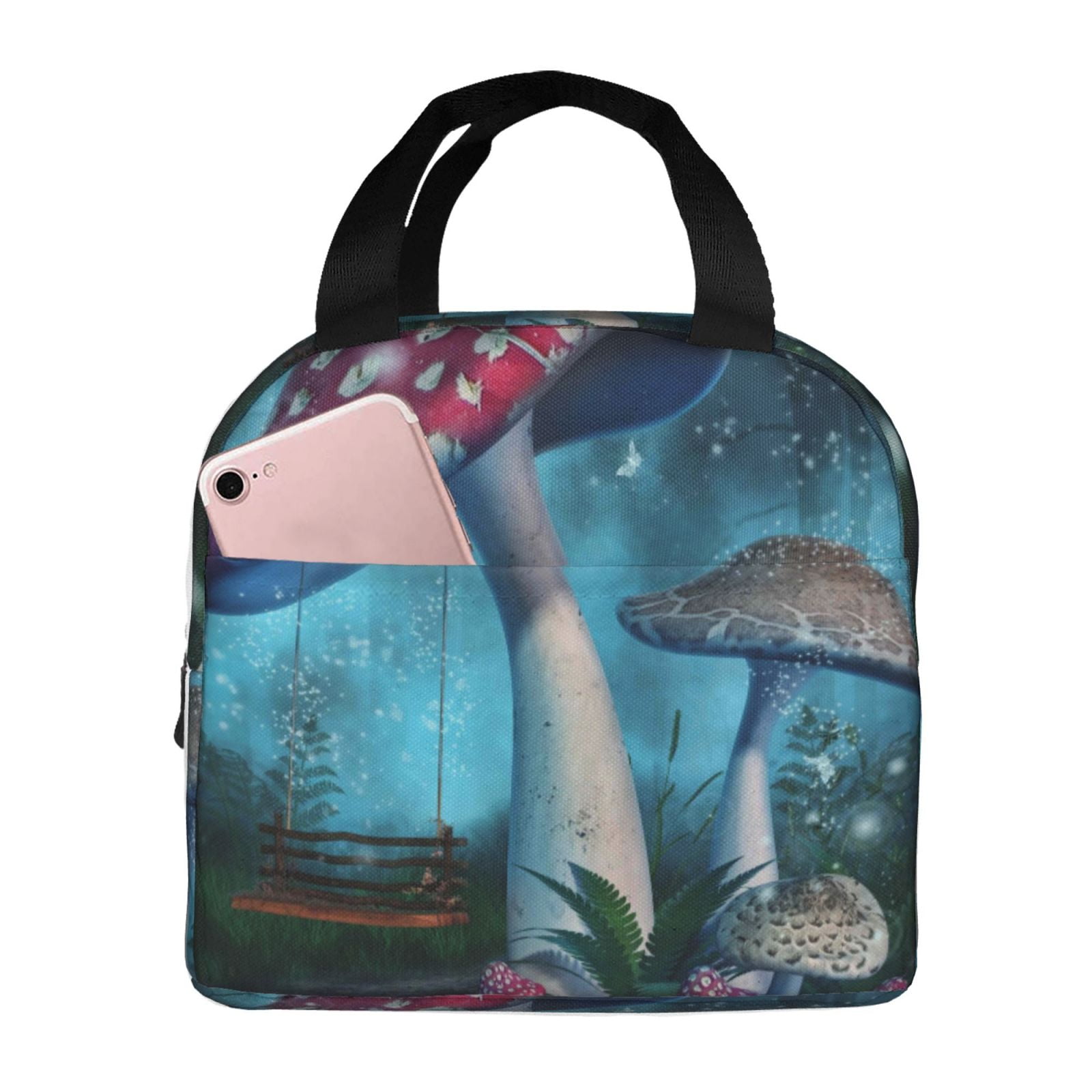 Lsque Fantasy Mushrooms Pattern Lunch Bag Women/Men Insulated Lunch Box ...