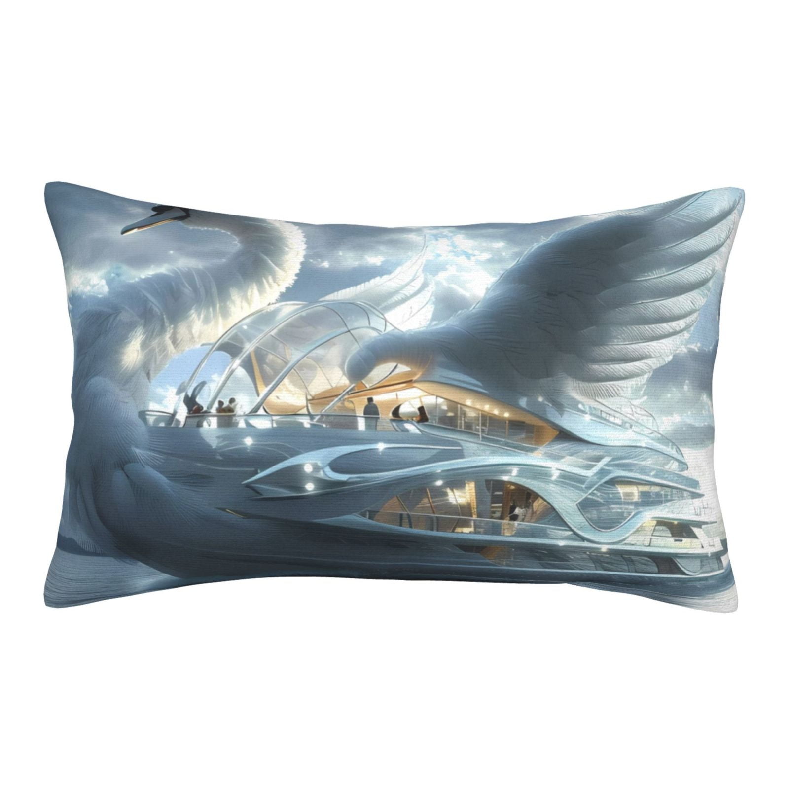 Lsque Fantasy Swan Yacht Design Pattern Pillow Case – Soft & Cozy Throw ...