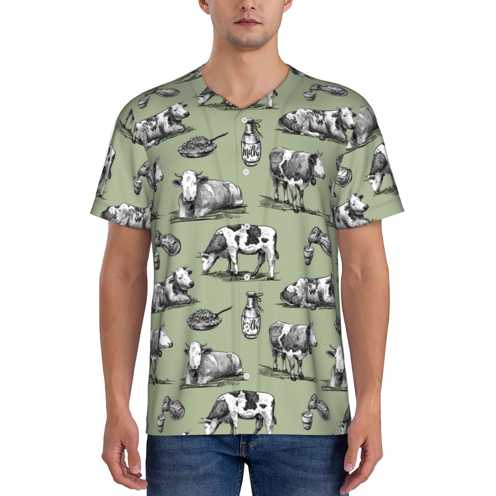 Lsque Farm Cows Pattern Mens Polo Golf Shirts Funny Graphics Shorts ...