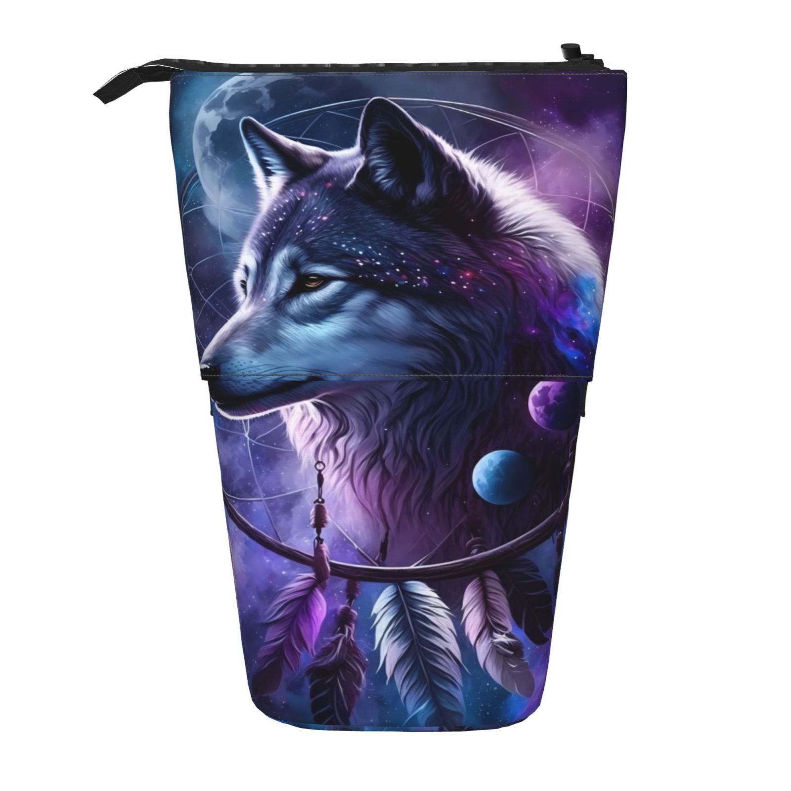 Lsque Feathered Wolf Pattern Telescopic Pencil Bag Pen Holder ...