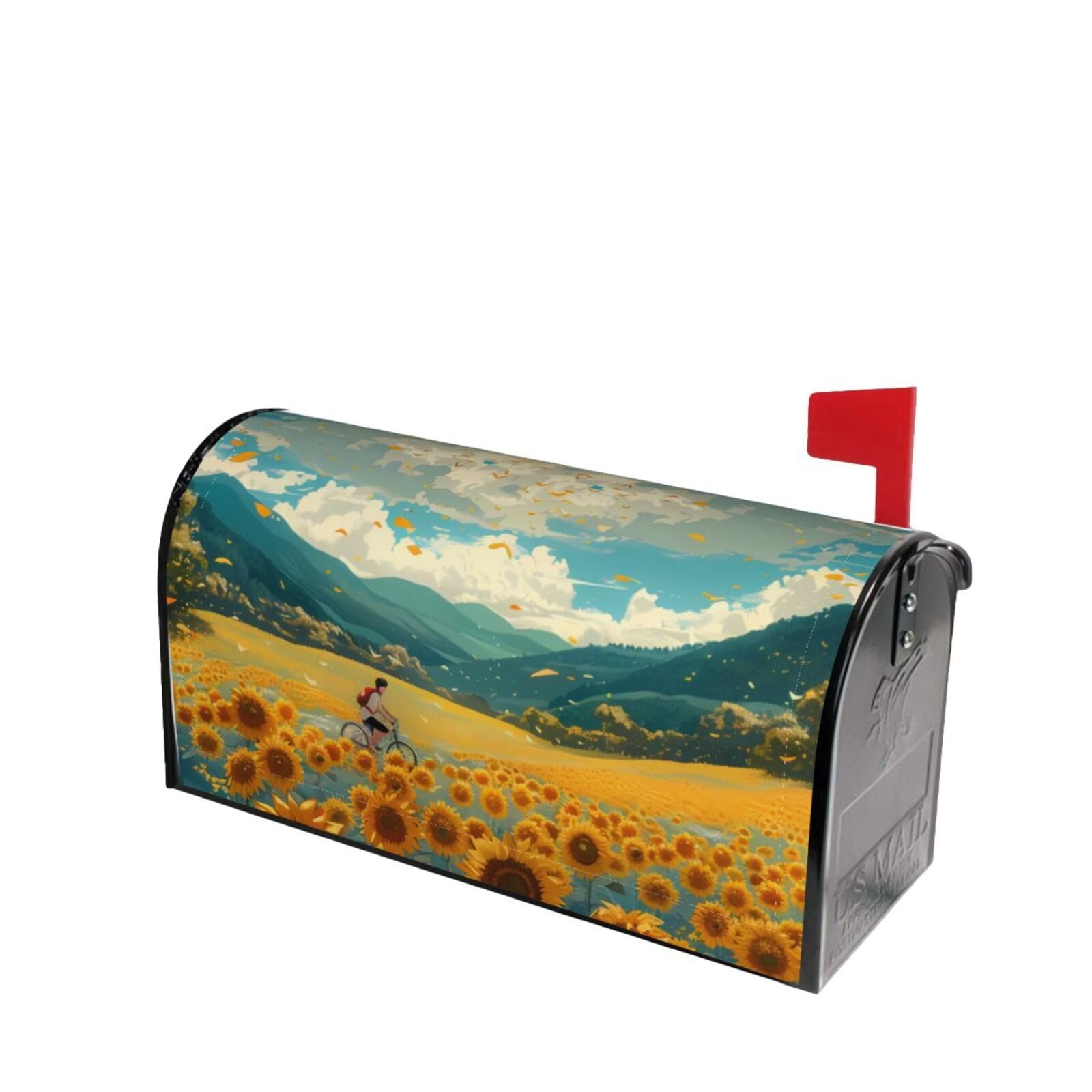 Lsque Field Style Bicycle Young Sunflower Mailbox Cover Standard Size ...
