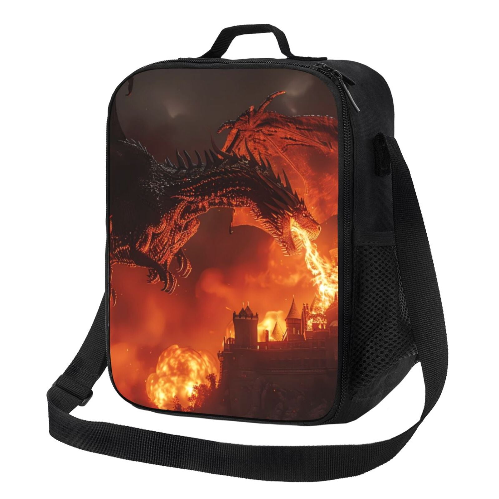 Lsque Fiery Dragons Castle Attack Lunch Bag Lunch Box for Women Men ...