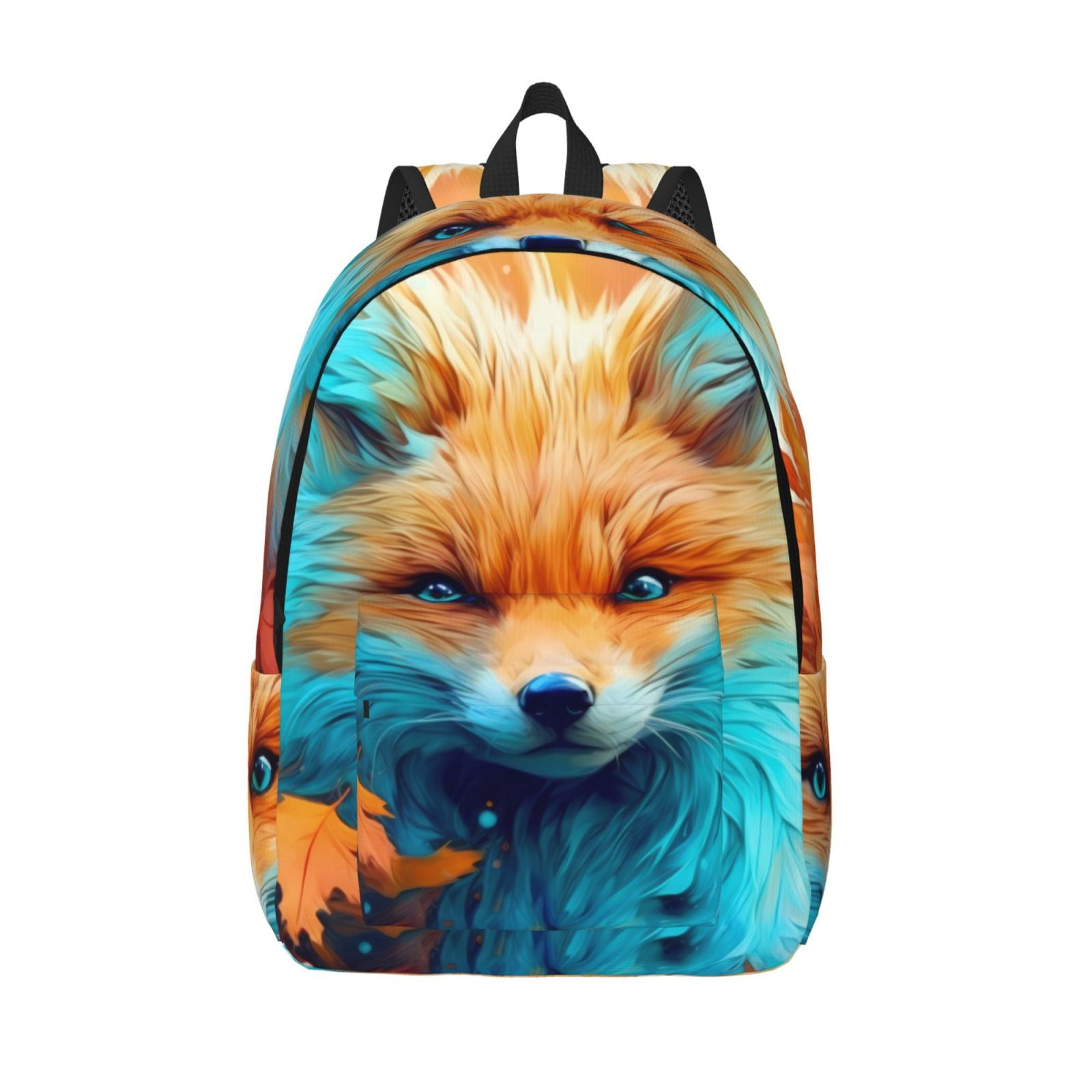 Lsque Fiery Red Maple Leaf Fox Pattern Canvas Daypack, Durable Backpack ...
