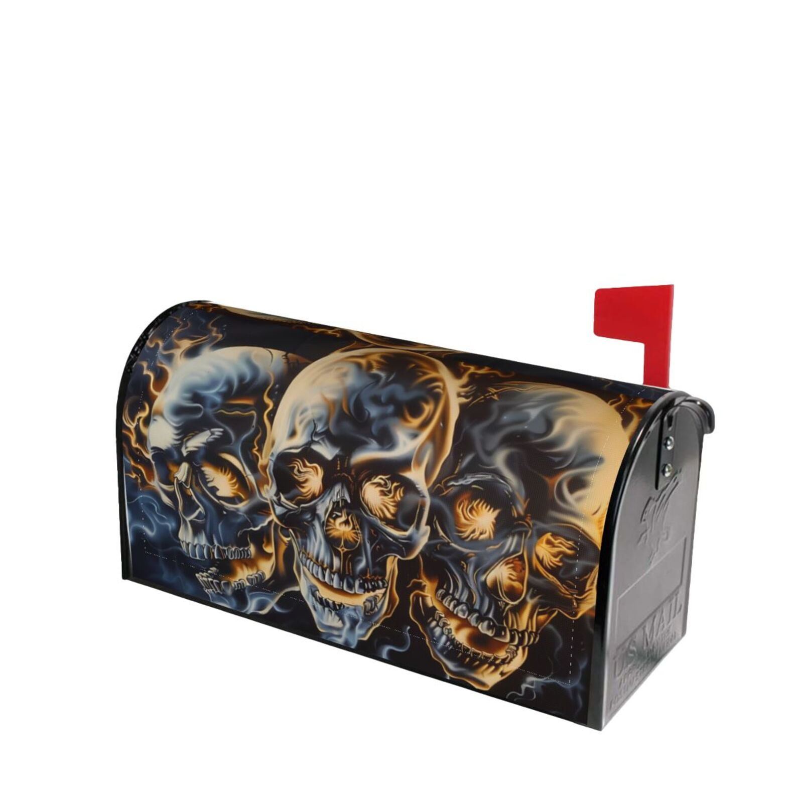 Lsque Fiery Skull Trio Mailbox Cover Standard Size ,Magnetic Mailbox ...