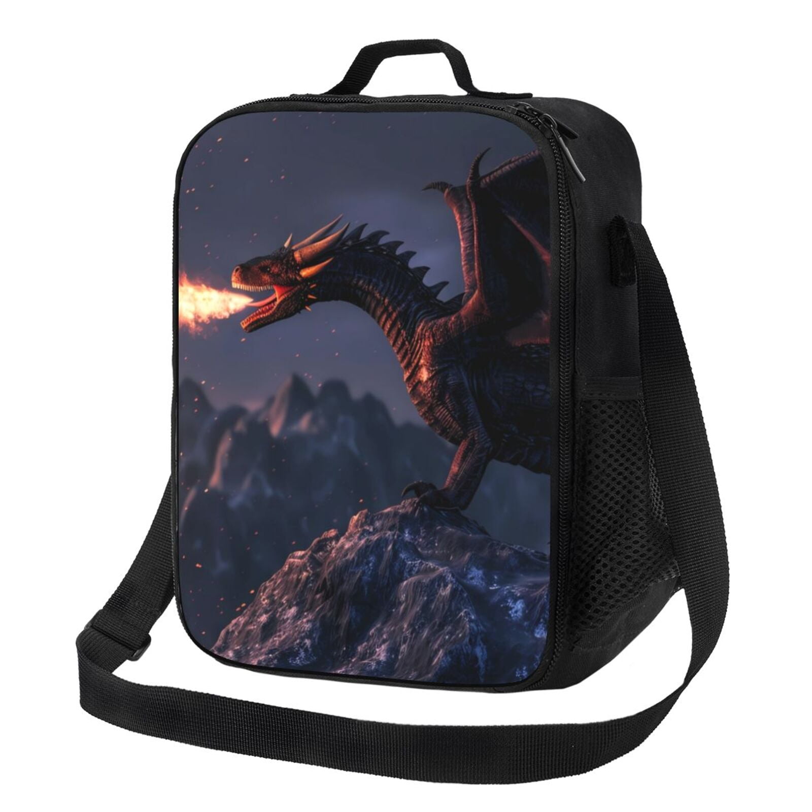 Lsque Fire Breathing Dragon Twilight Lunch Bag Lunch Box for Women Men ...