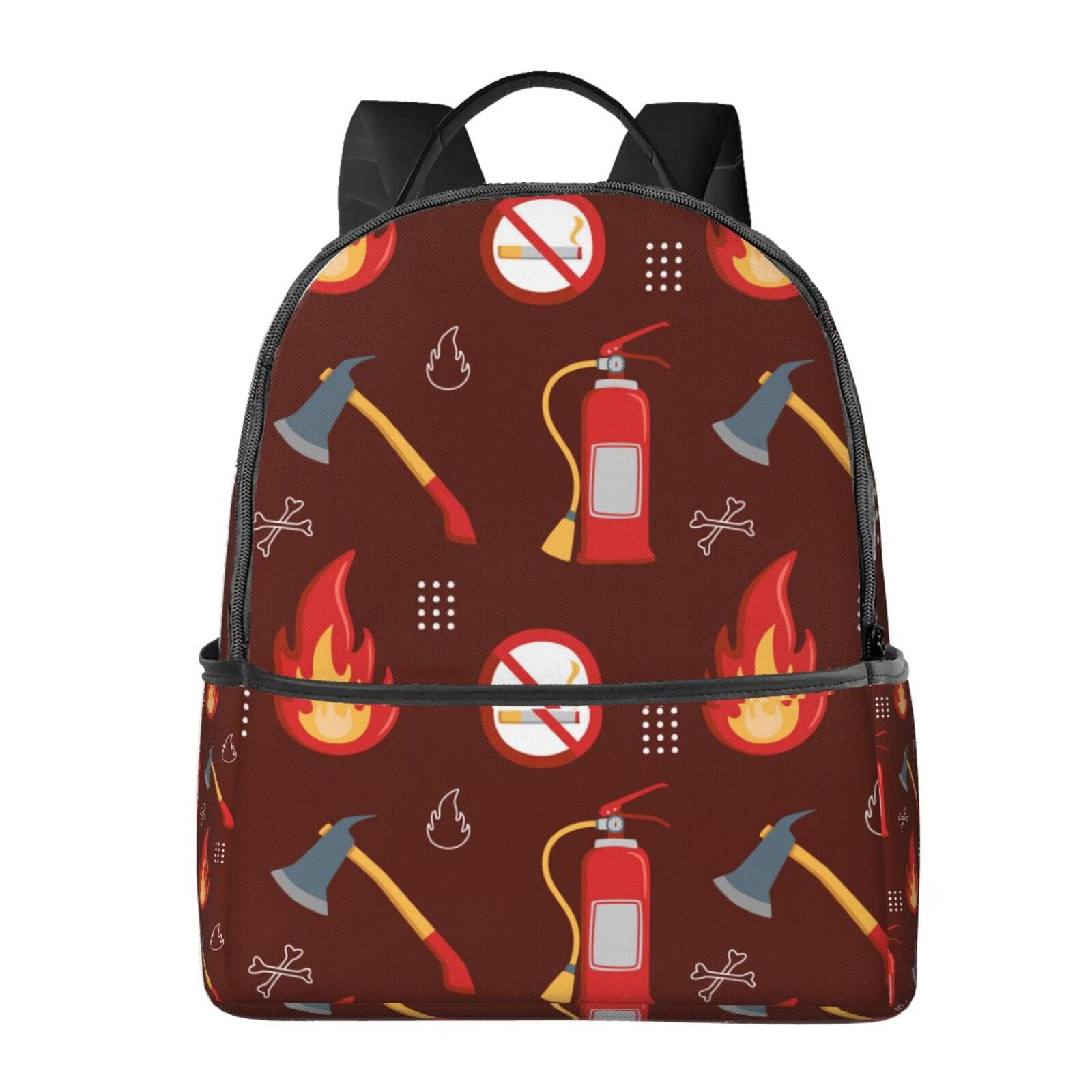 Lsque Fire Extinguisher Pattern Backpack – School Travel Canvas Daypack ...