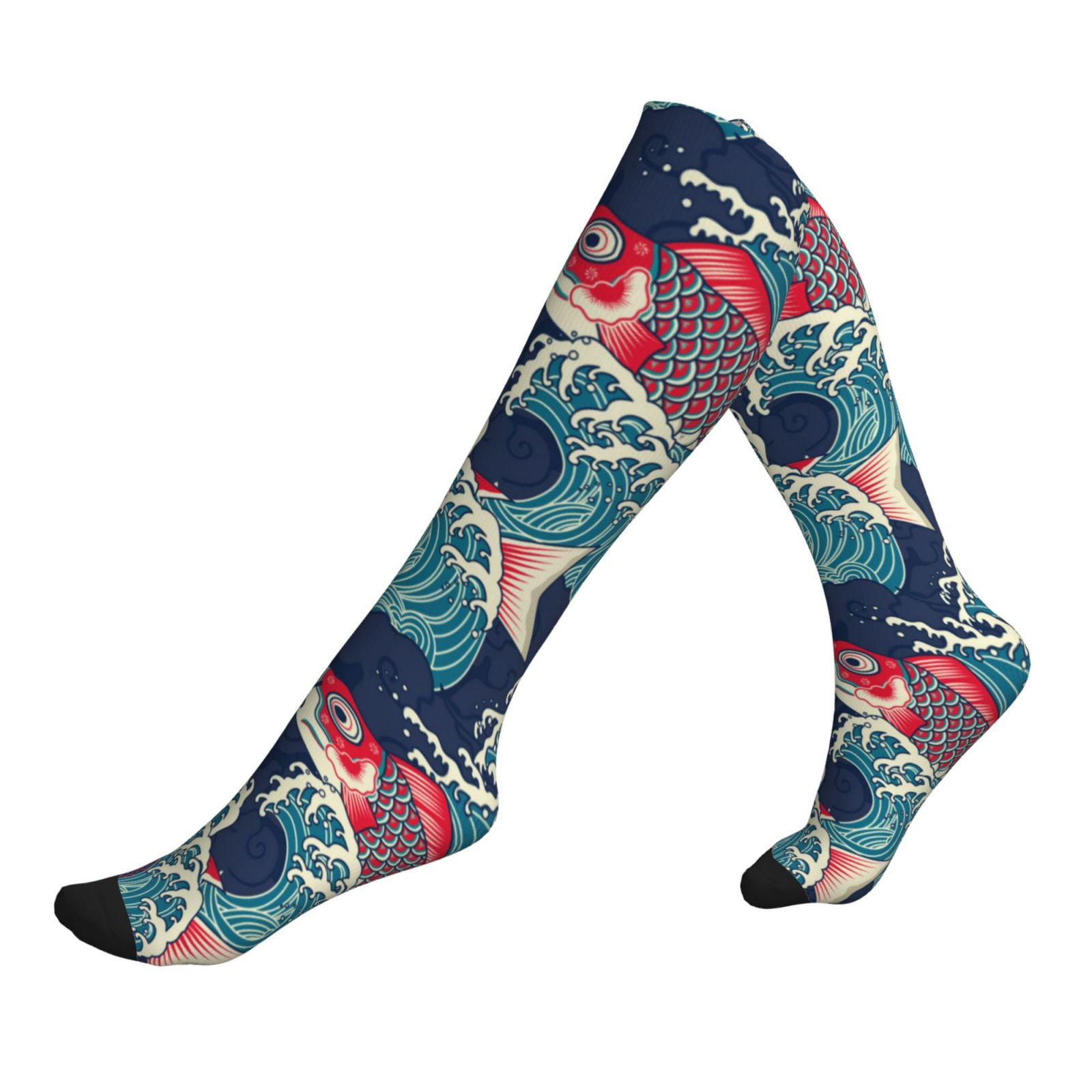 Lsque Fish In The Wave Pattern Sport Compression Socks for Men & Women ...