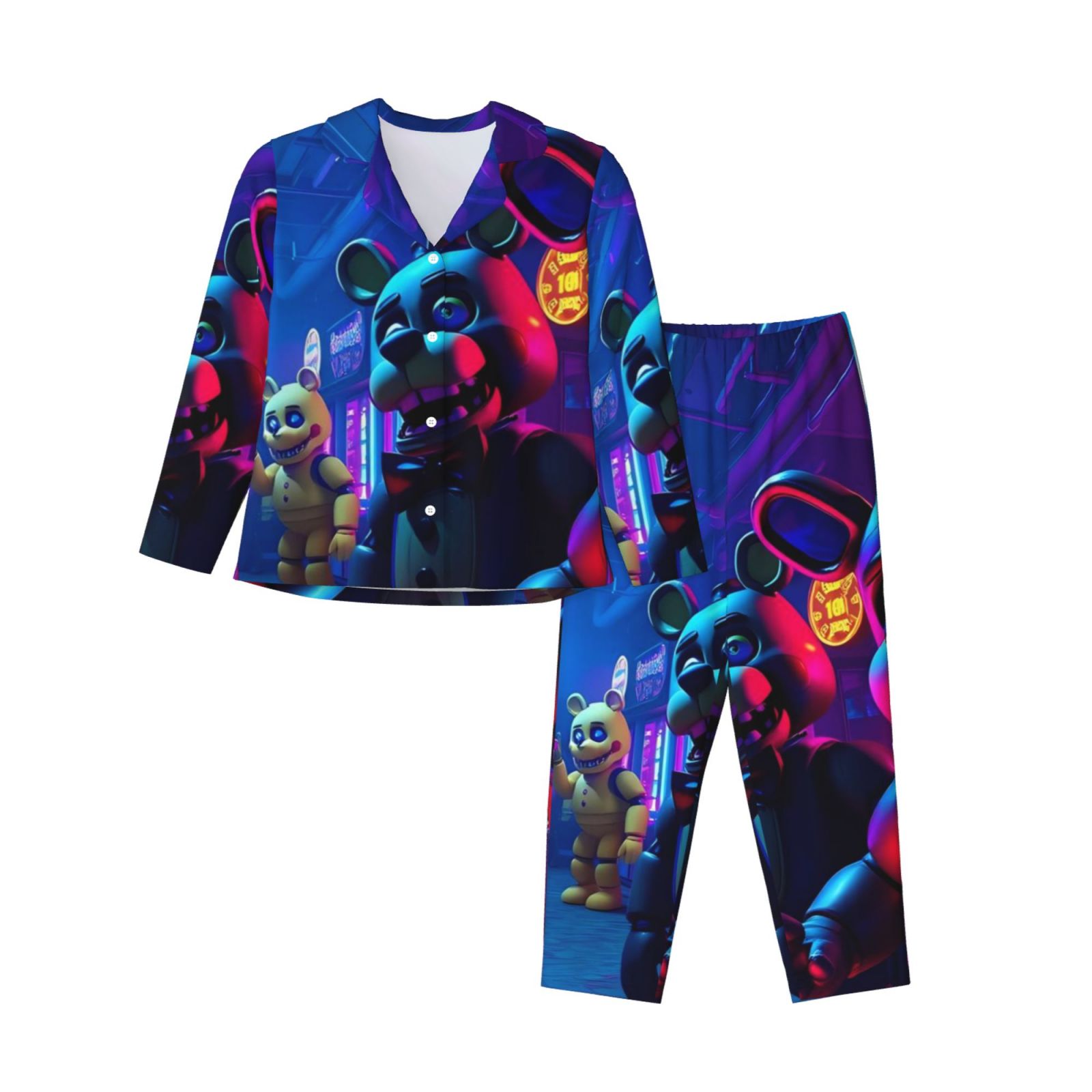 Lsque Five Nights At Freddy'S Pattern Long Sleeve Pajama Set for Women ...