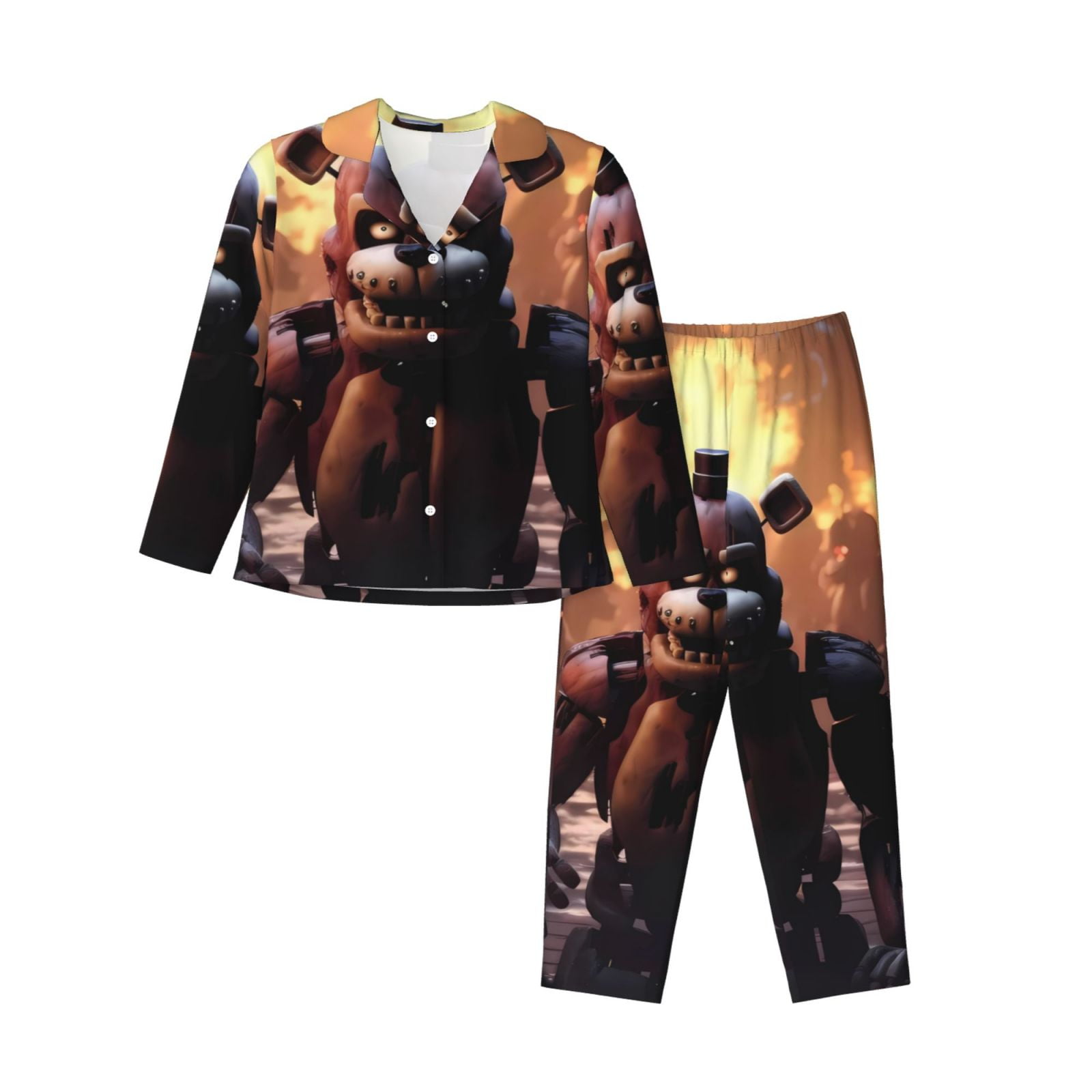 Lsque Five Nights At Freddy'S Pattern Long Sleeve Pajama Set for Women ...
