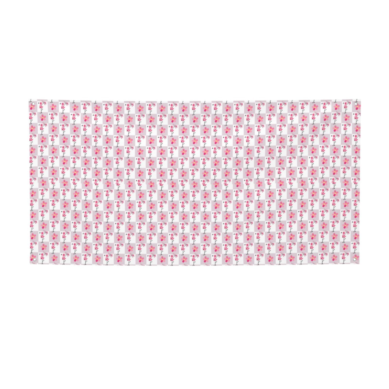Lsque Flamingo On Checkered Pattern Party Banner, Festive Banner ...