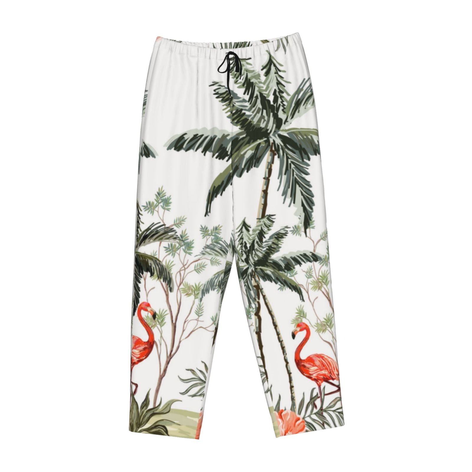 Lsque Flamingo Palm Trees Print Women's Pajama Pants, Lounge Pant ...