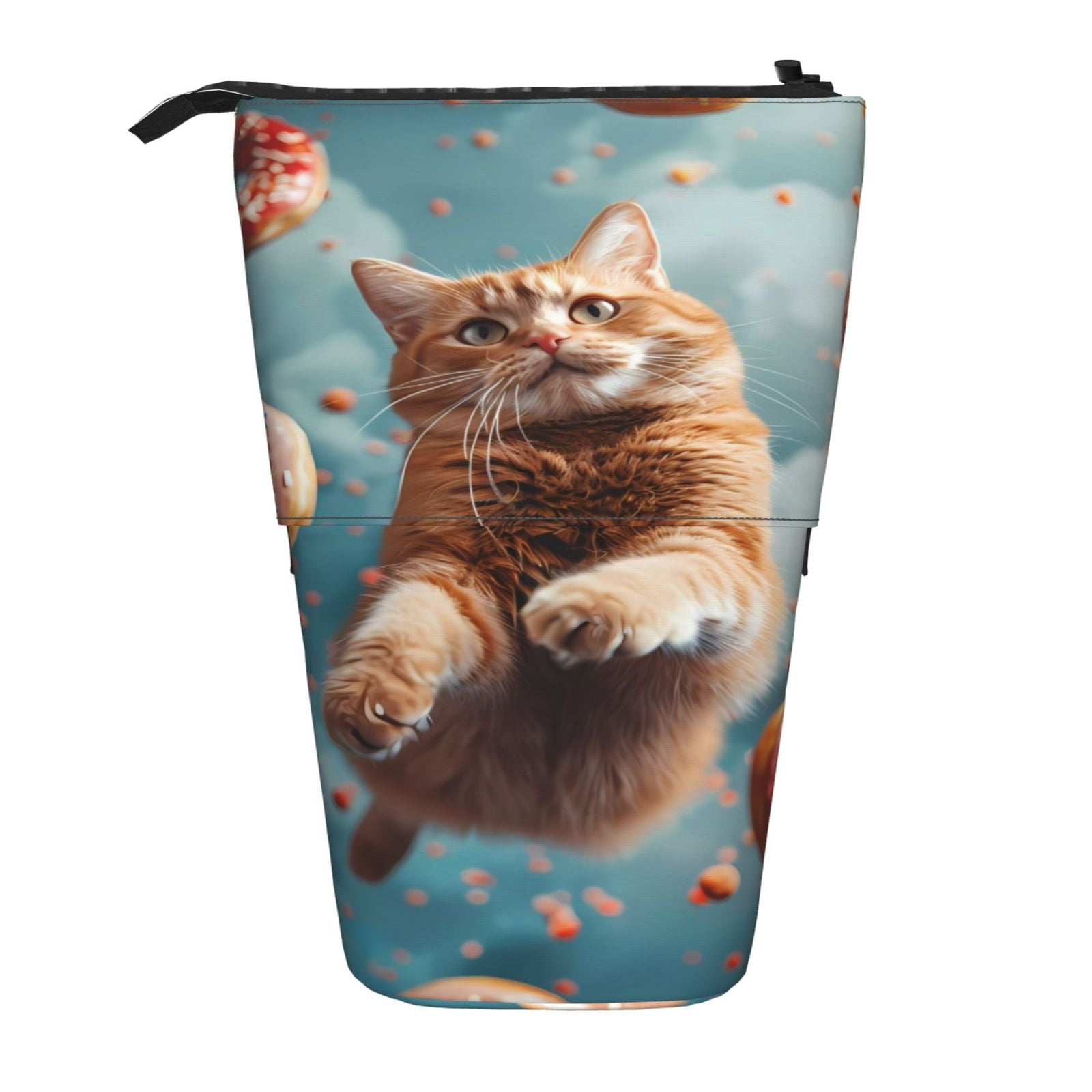Lsque Floating Cat And Donuts Pattern Telescopic Pencil Bag Pen Holder ...