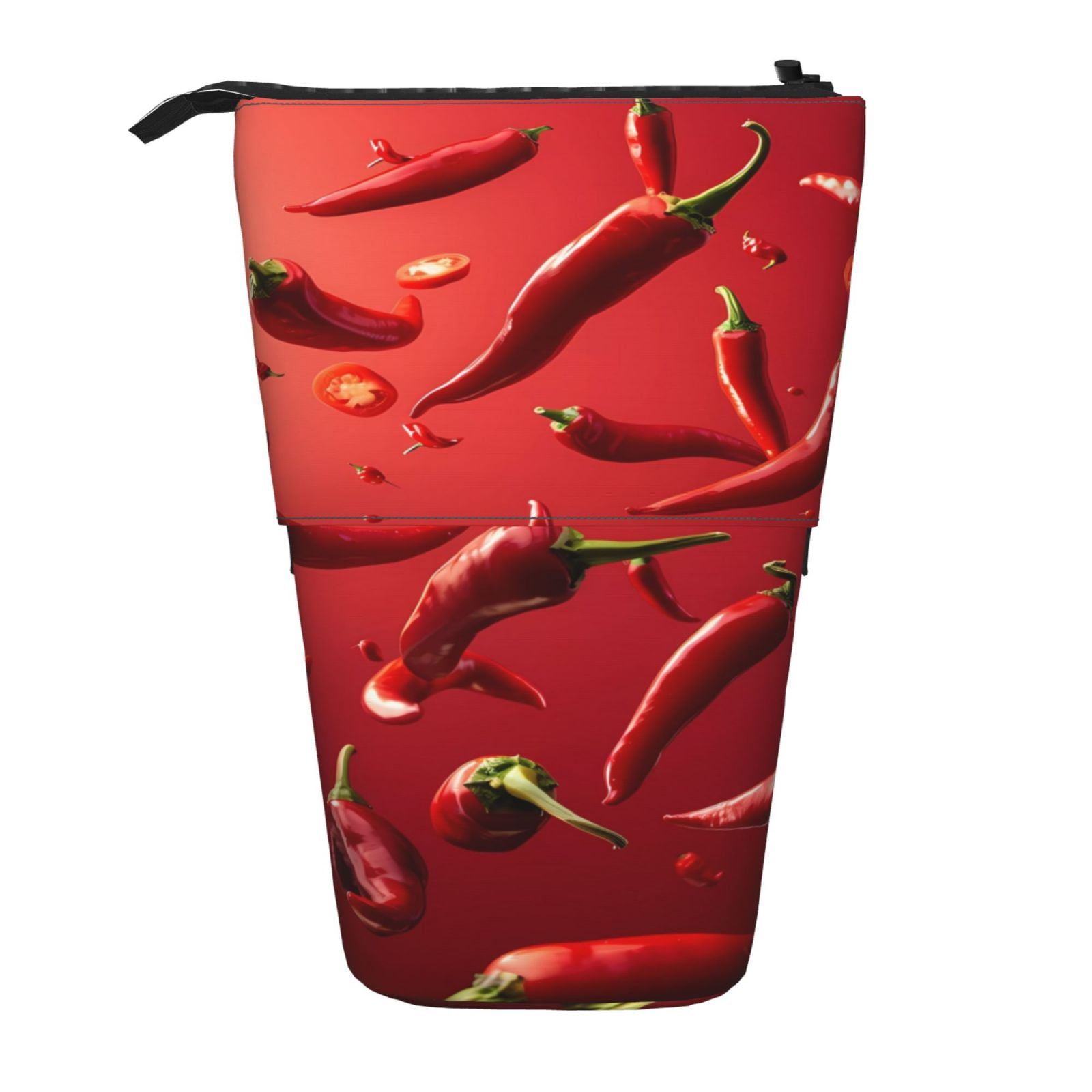 Lsque Floating Red Chili Peppers Pattern Telescopic Pencil Bag Pen ...