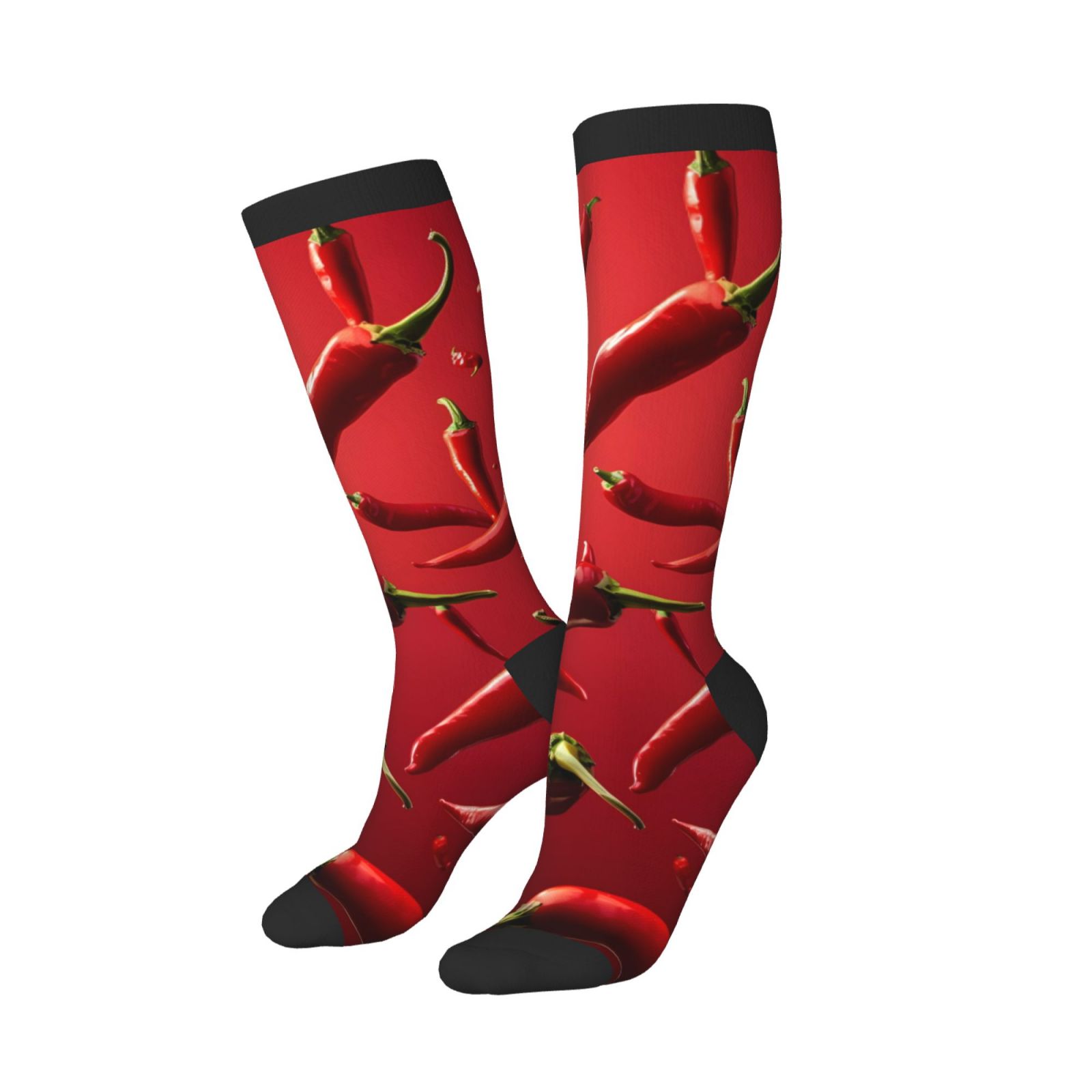 Lsque Floating Red Chili Peppers Printed Crew Socks Men's Women's ...