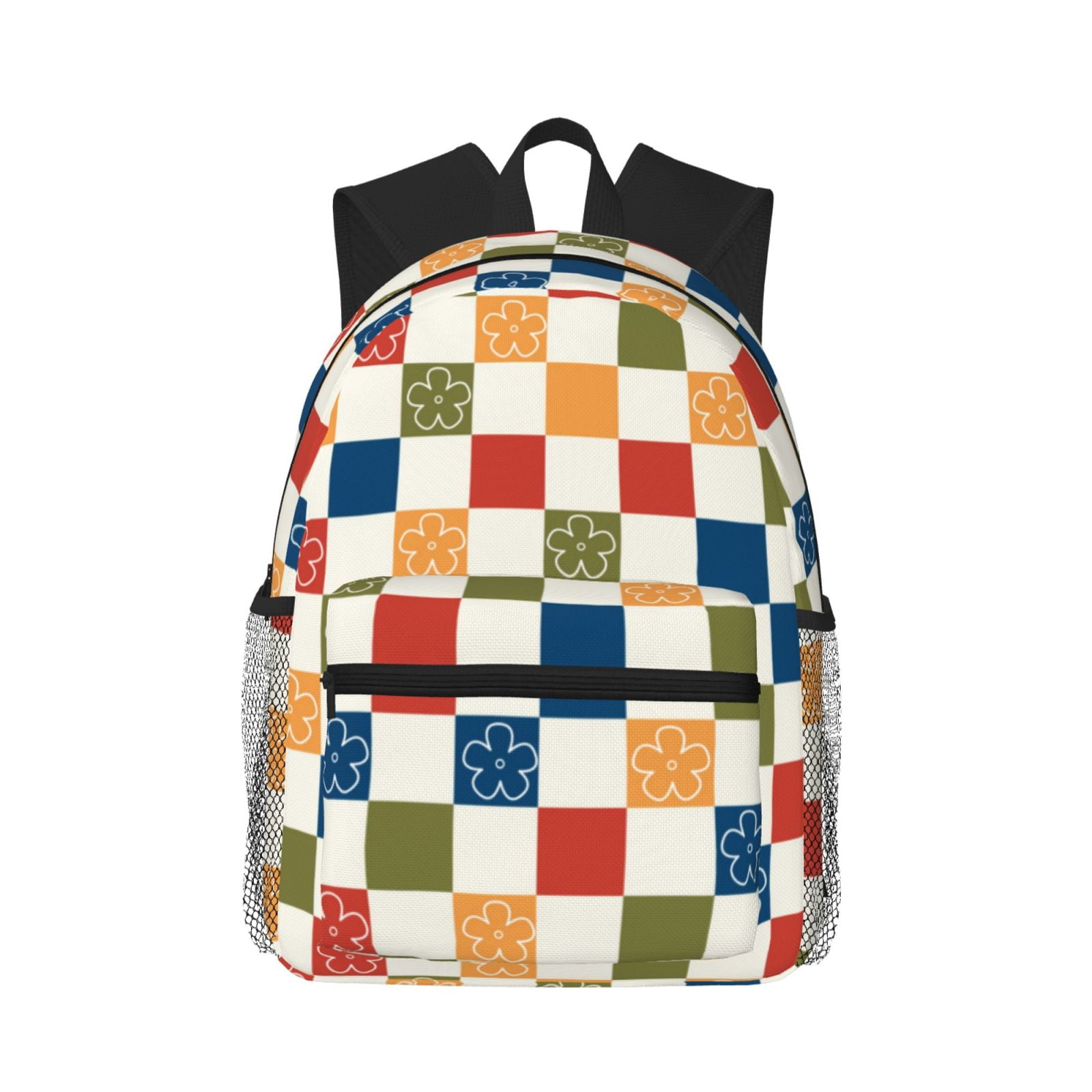 Lsque Floral Checkerboard Classic Casual Backpack - Large Capacity ...