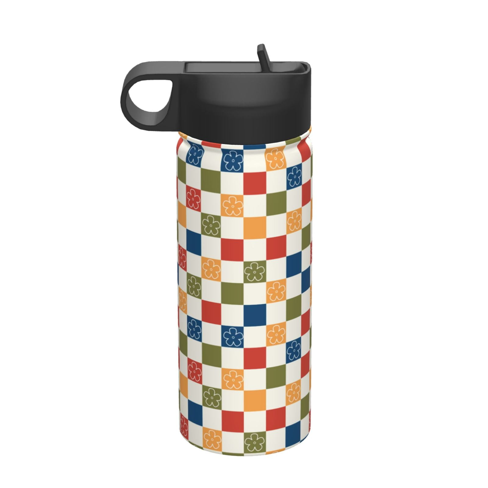 Lsque Floral Checkerboard Pattern 18oz Sports Insulated Kettle With ...