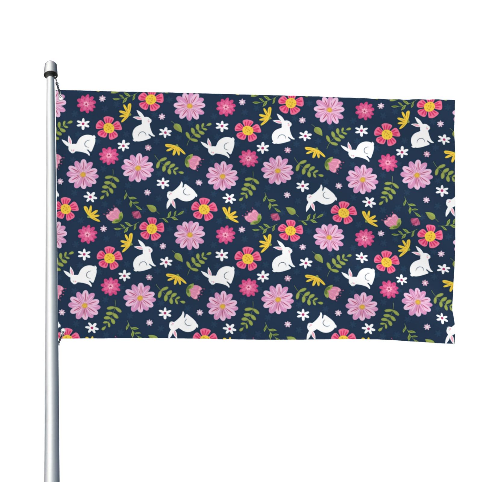 Lsque Floral Rabbit Pattern Flag,Floral Rabbit Printed Garden Flag 48 x ...