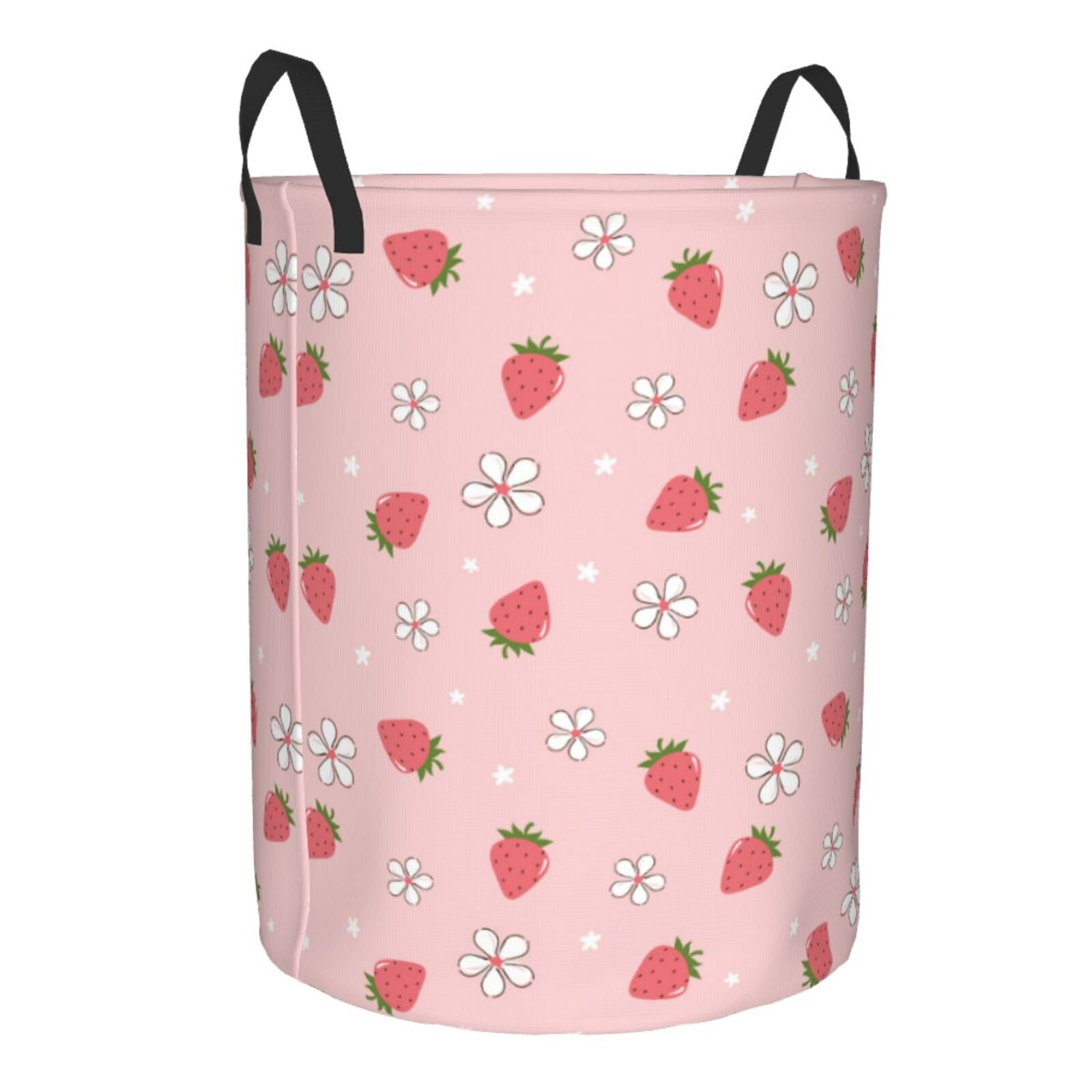 Lsque Floral Strawberr pattern Laundry Hamper Basket, Tall Woven Rope ...