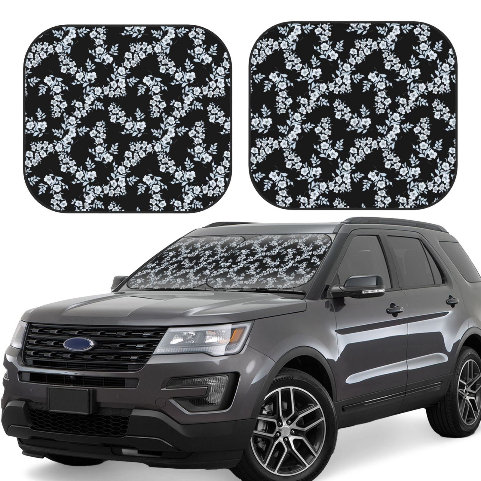 Lsque Flower 2 PCS Windshield Sun Shade | CarFoldable Window Covers ...