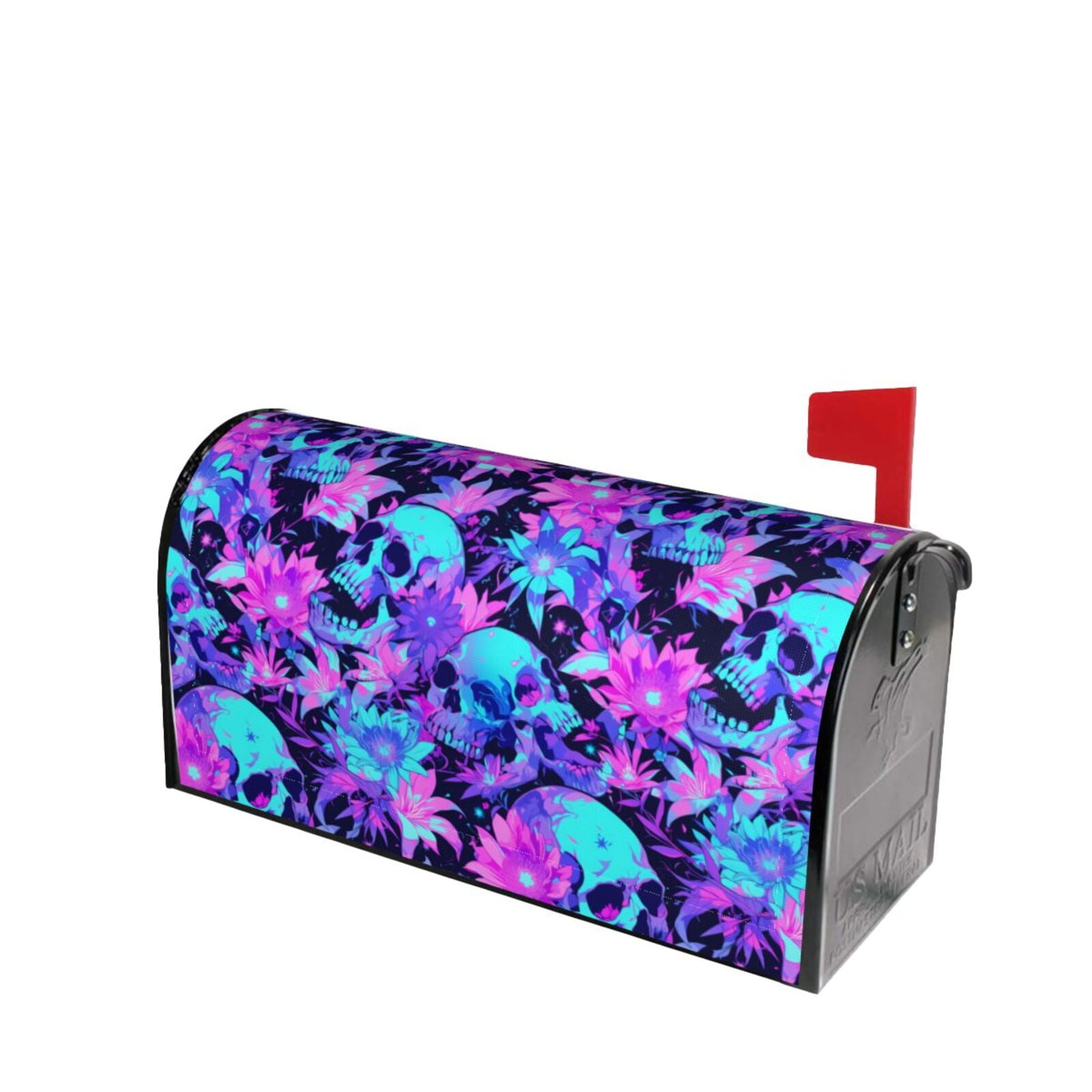 Lsque Flower Happy Skull Mailbox Cover Standard Size ,Magnetic Mailbox ...