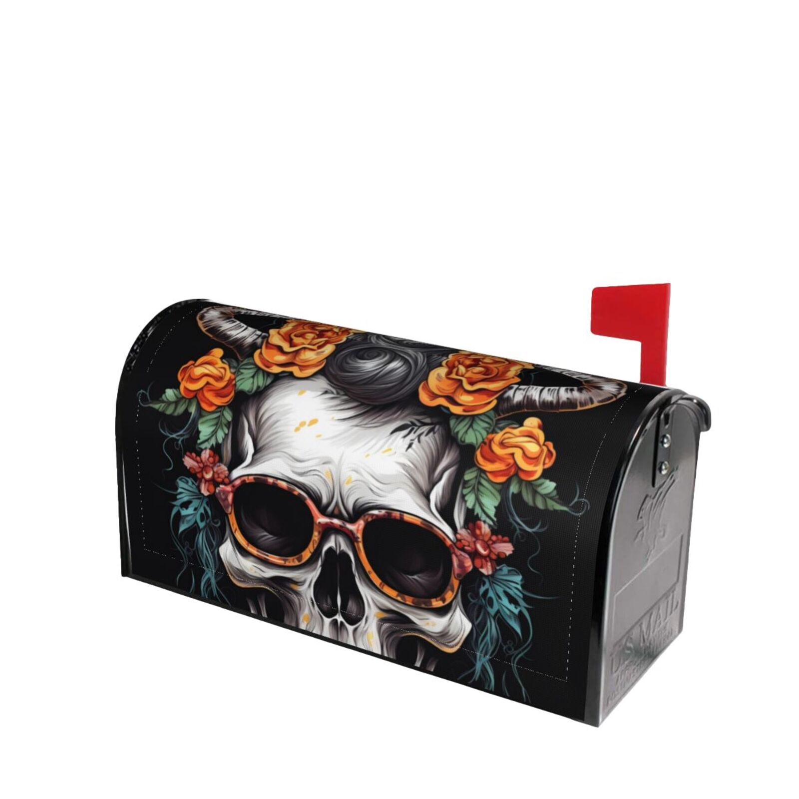 Lsque Flower Horn Skull A Mailbox Cover Standard Size ,Magnetic Mailbox ...