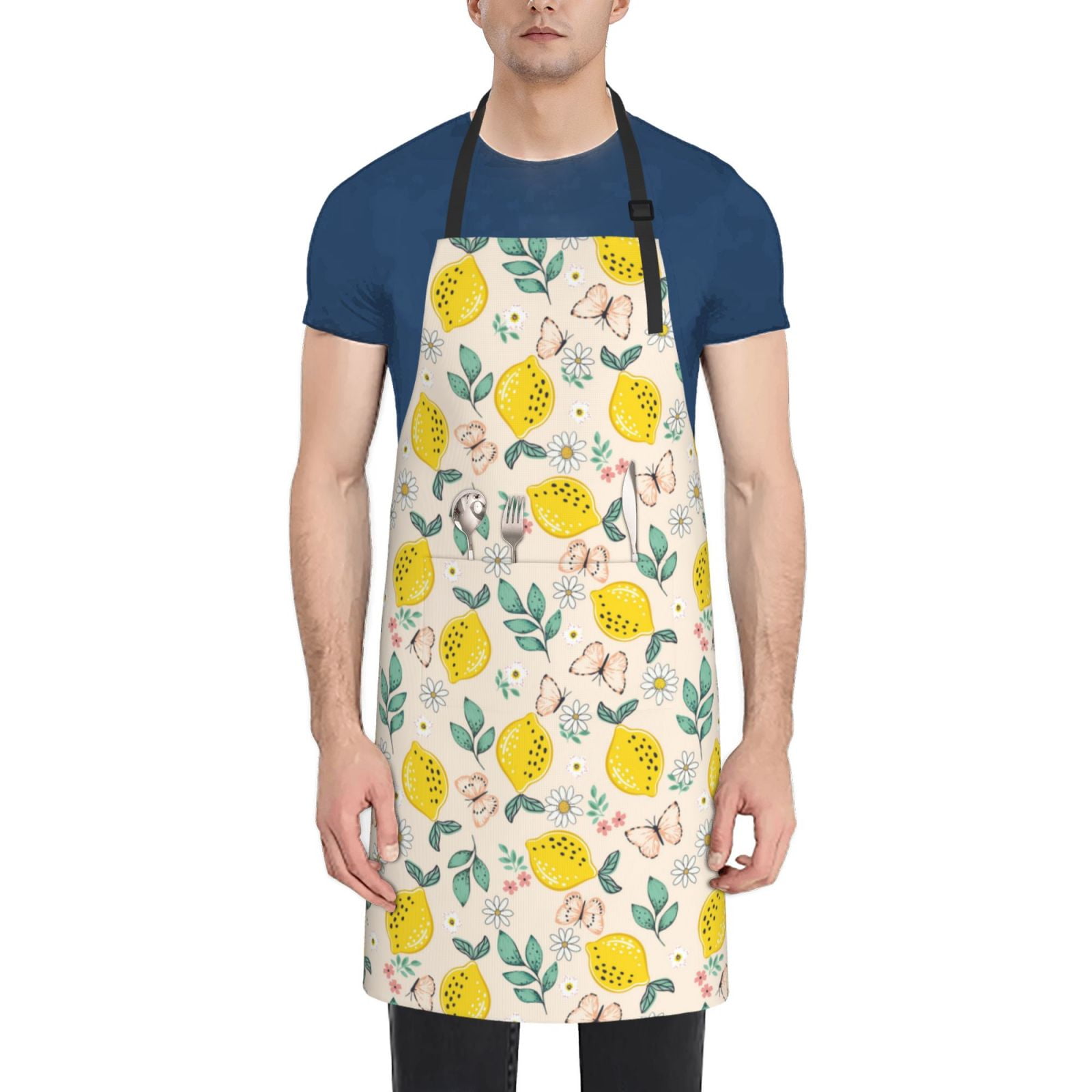 Lsque Flowers and Butterflies Waterproof Apron Chef Aprons for Men ...