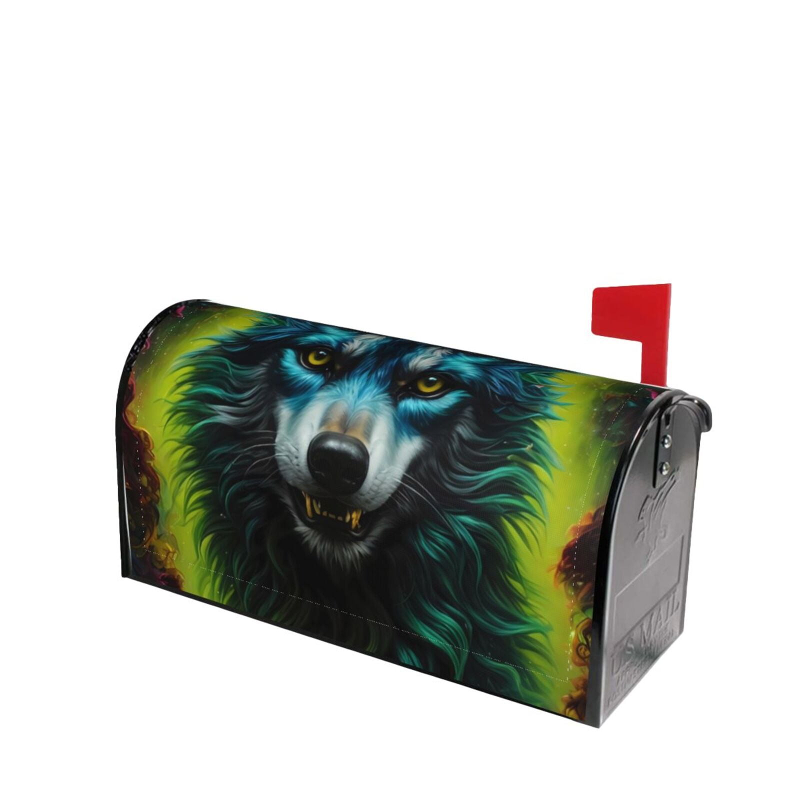 Lsque Fluorescent Wolf Mailbox Cover Standard Size ,Magnetic Mailbox ...