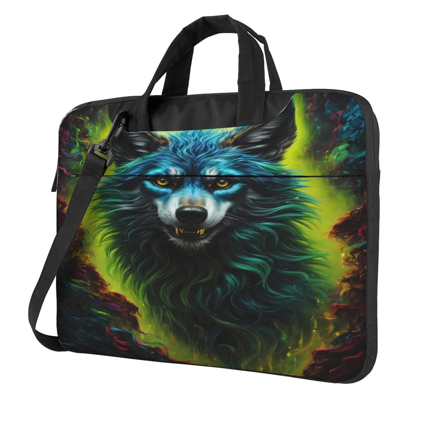 Lsque Fluorescent Wolf Pattern Laptop Bag – Portable & Slim Single ...