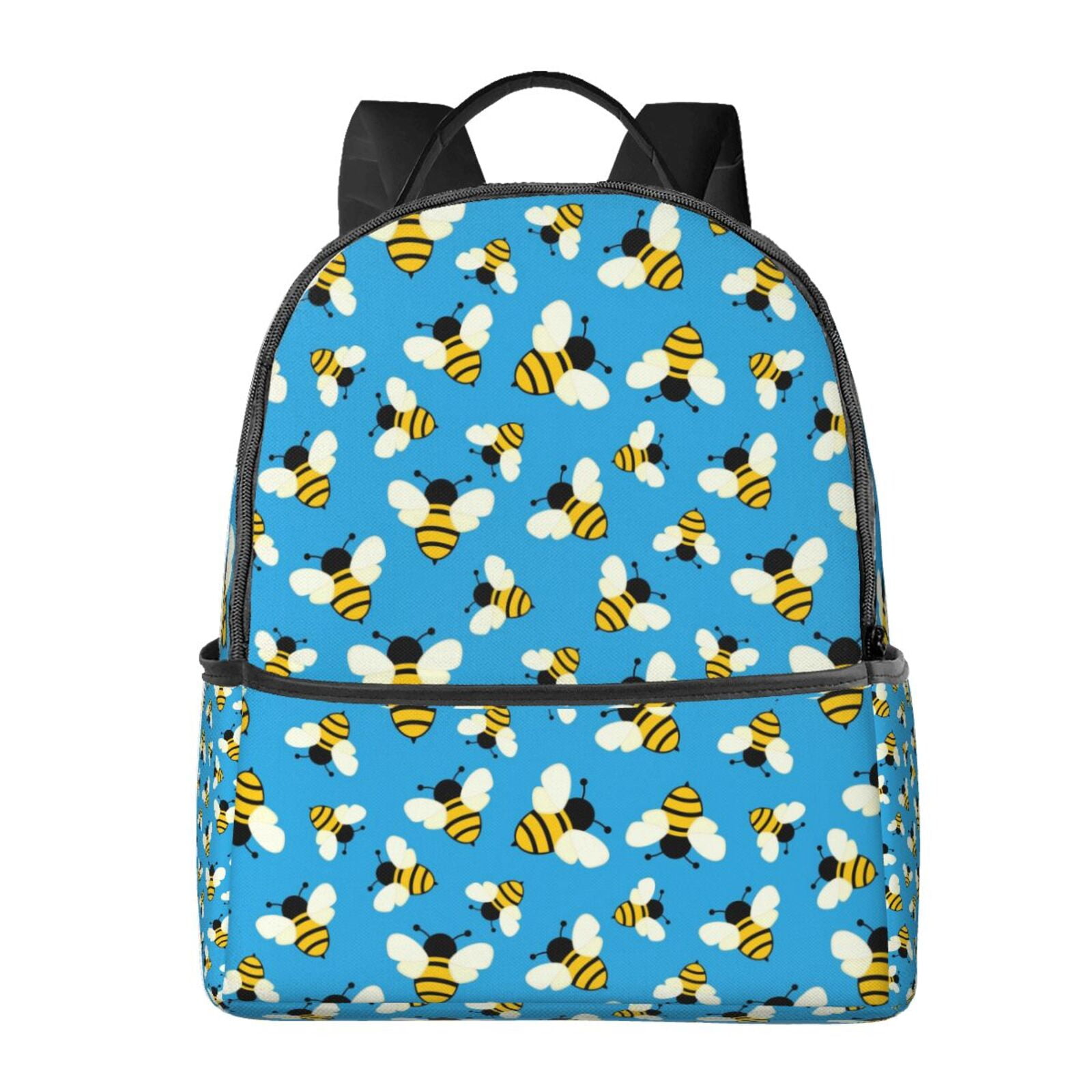 Lsque Flying Bees Pattern Backpack – School Travel Canvas Daypack with ...