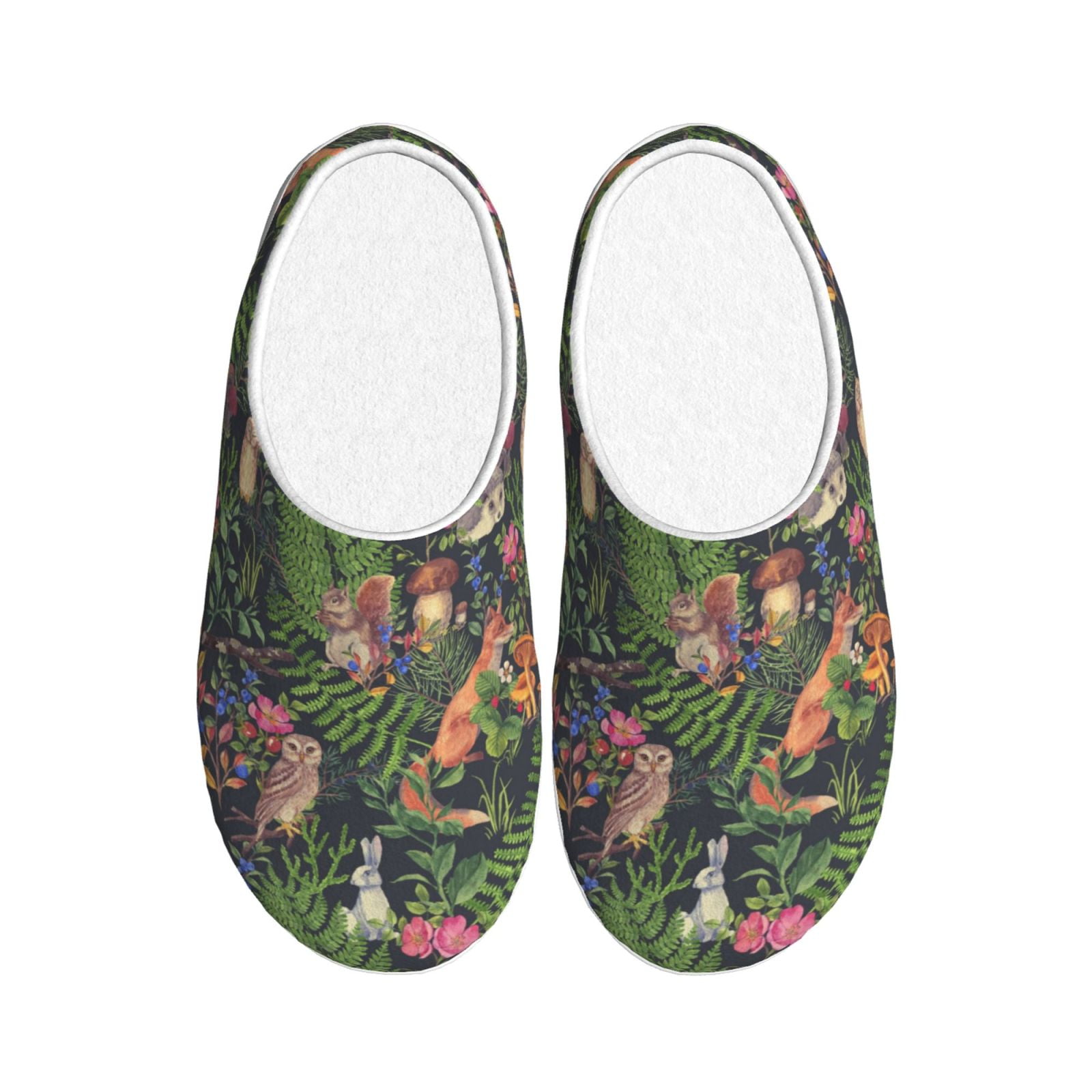 Lsque Forest Animals And Plants Pattern Womens Comfort Cotton on Scuff ...