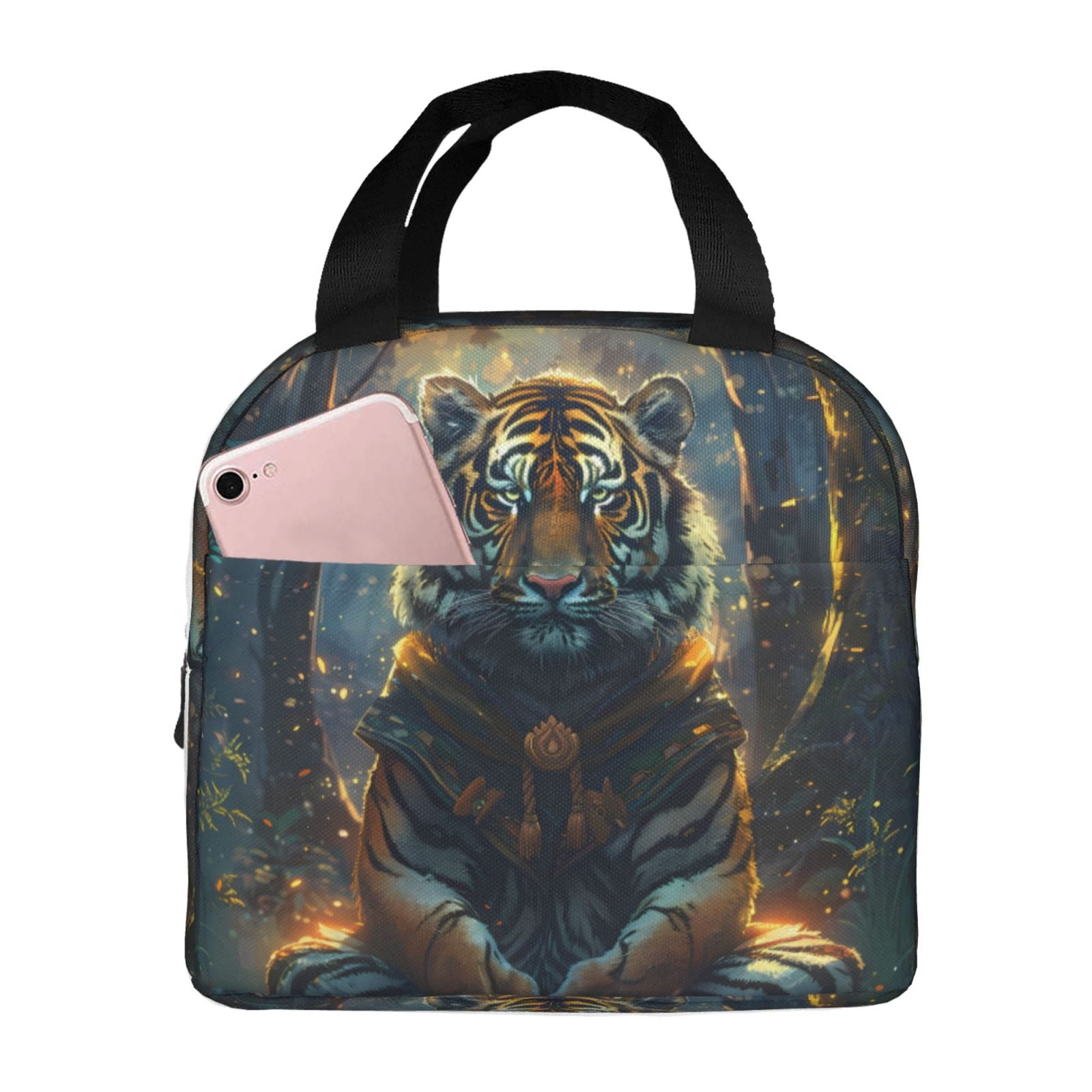 Lsque Forest Meditating Tiger Pattern Lunch Bag Women/Men Insulated ...