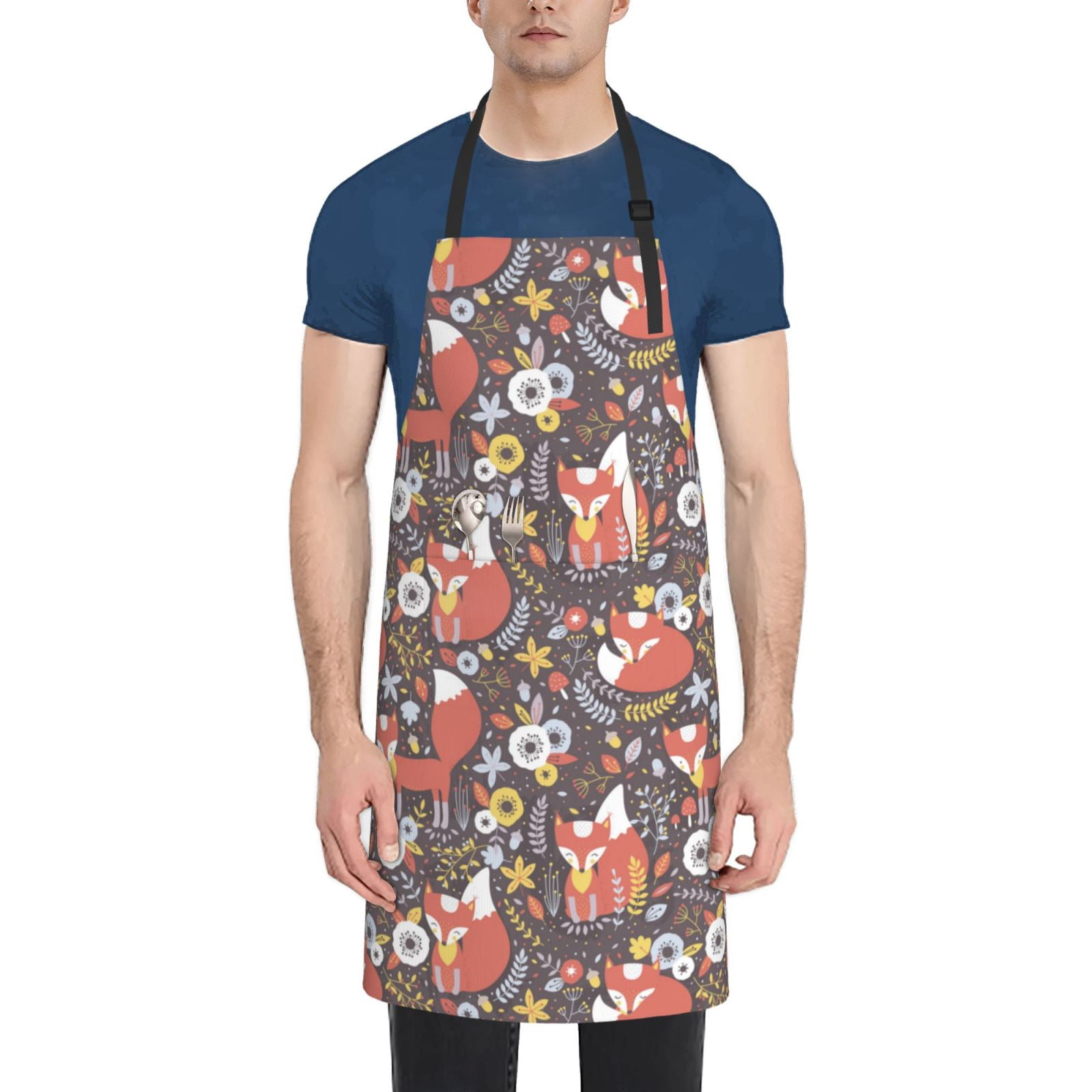 Lsque Foxes Waterproof Apron Chef Aprons for Men Heavy Duty Chemical ...