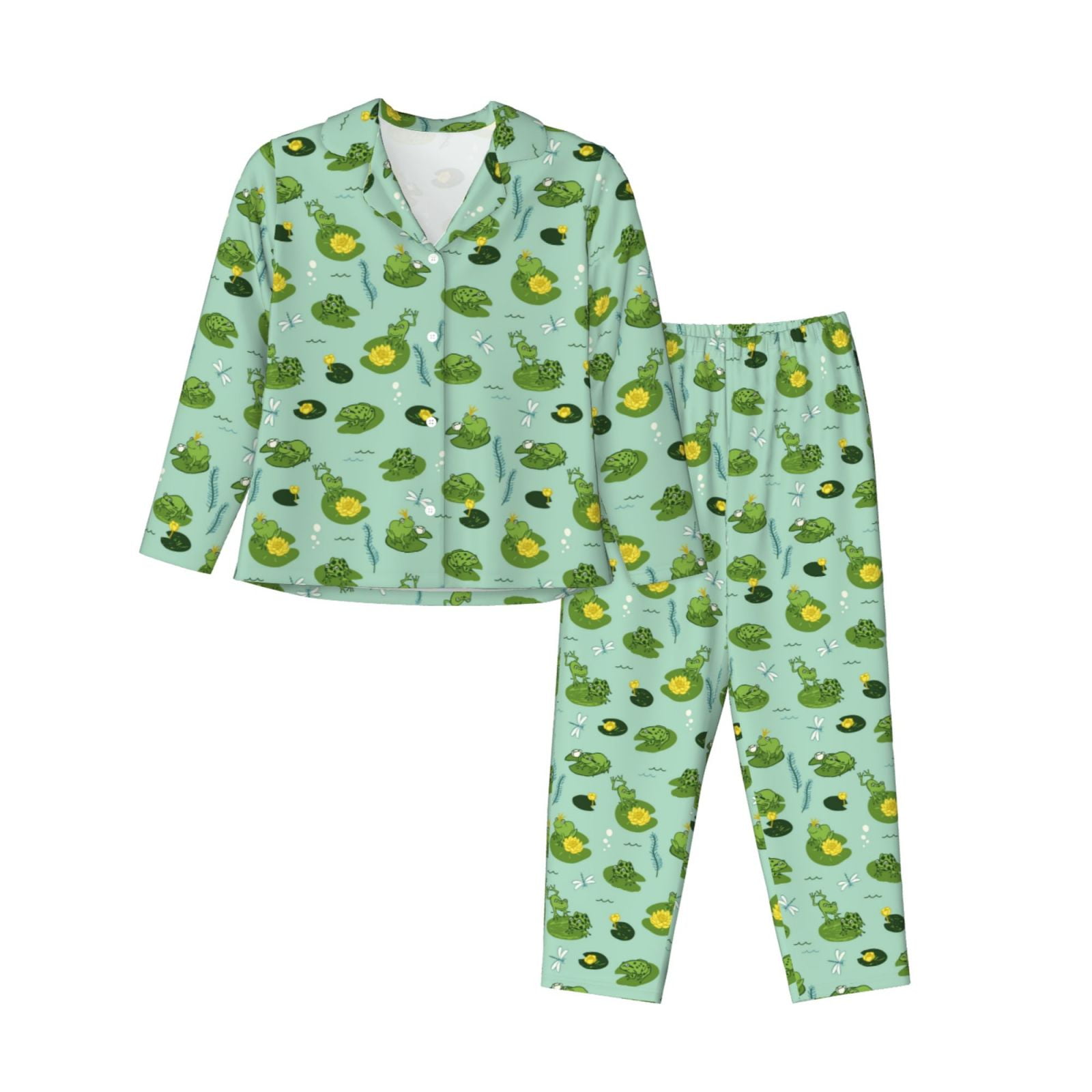 Lsque Froggs In The Lake Pattern Long Sleeve Pajama Set for Women ...