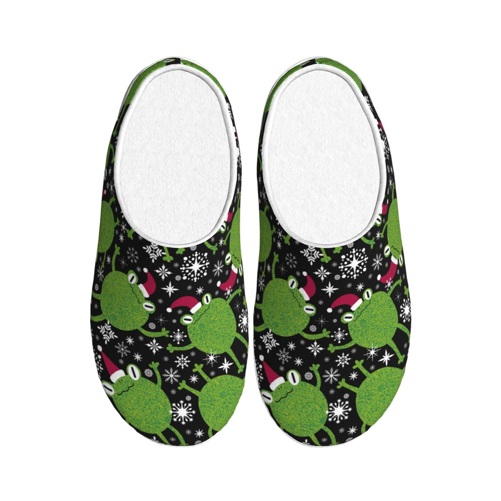 Lsque Frogs And Santa Hat Pattern Womens Comfort Cotton on Scuff With ...