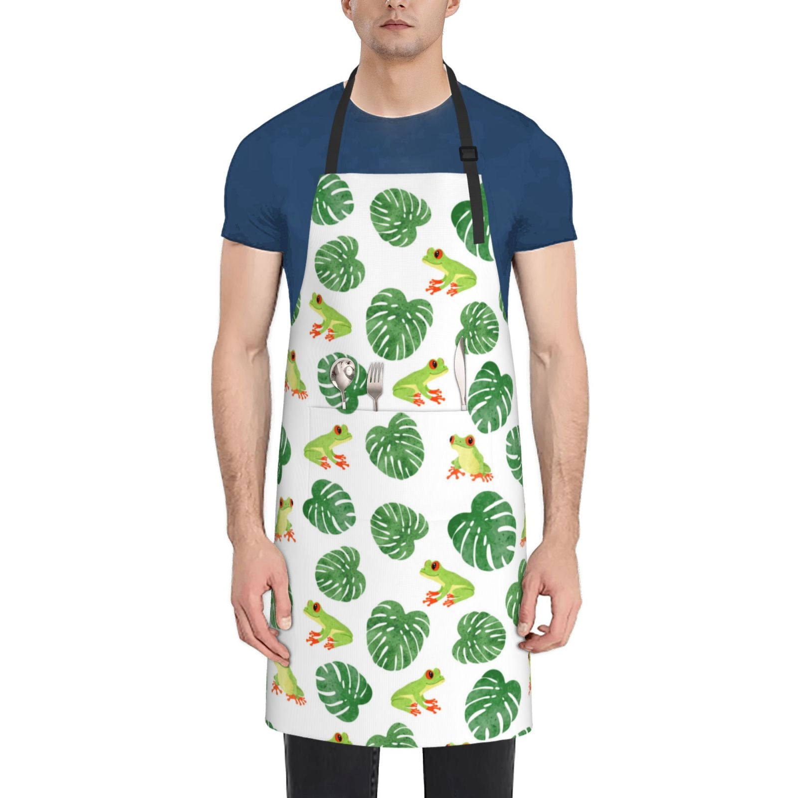 Lsque Frogs And Tropical Leaves Waterproof Apron Chef Aprons for Men ...