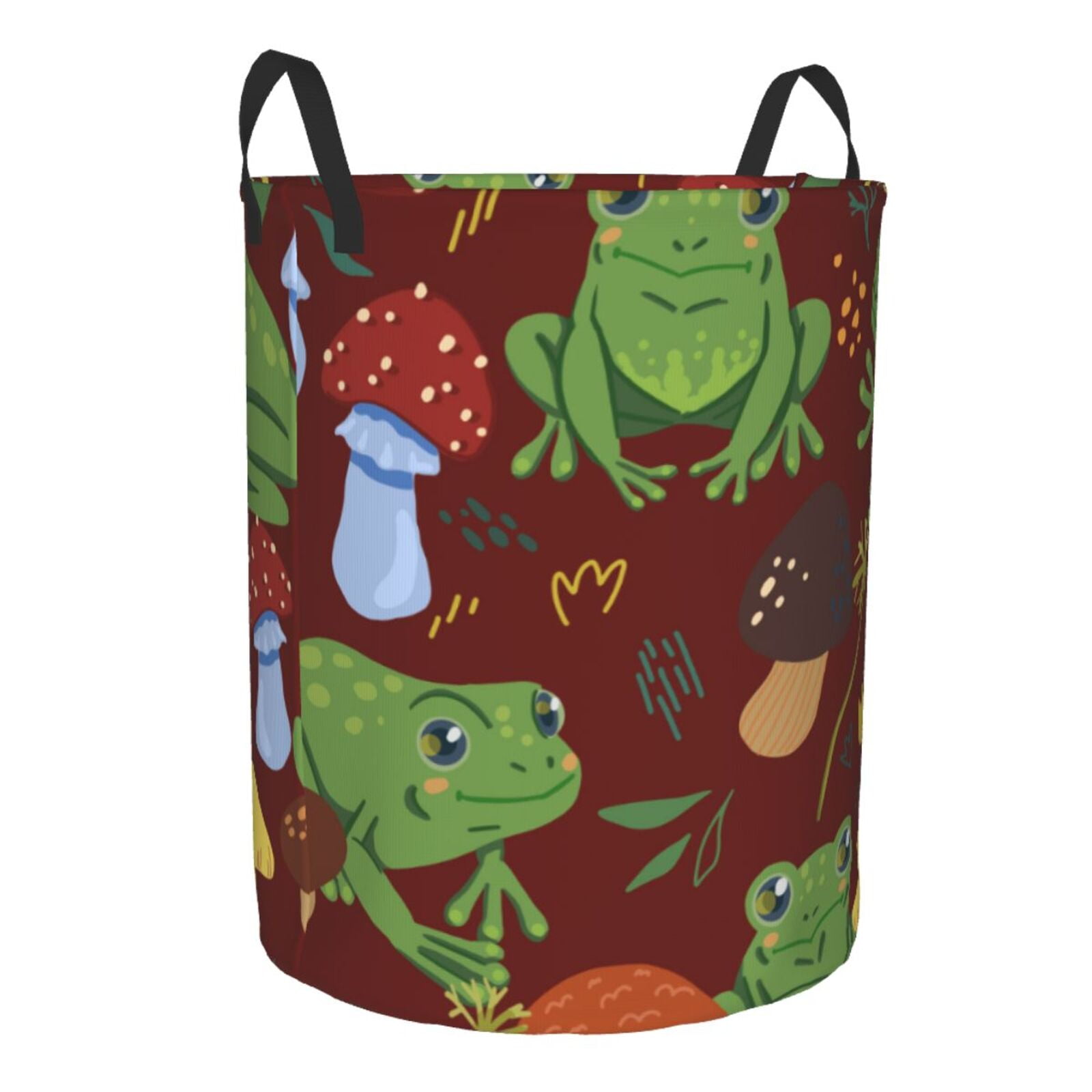 Lsque Frogs and Mushrooms pattern Laundry Hamper Basket, Tall Woven ...