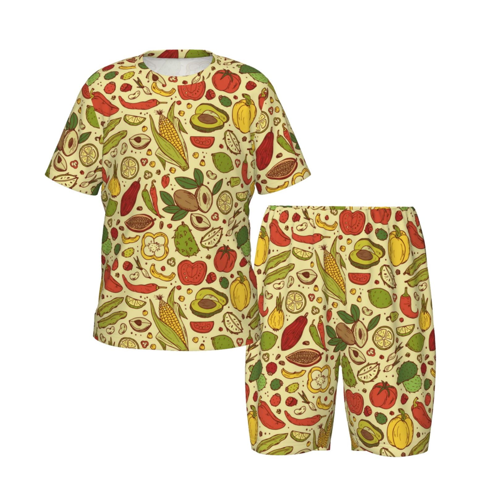 Lsque Fruits And Vegetables Pattern Girls' Sleeve Top and Shorts Snug ...