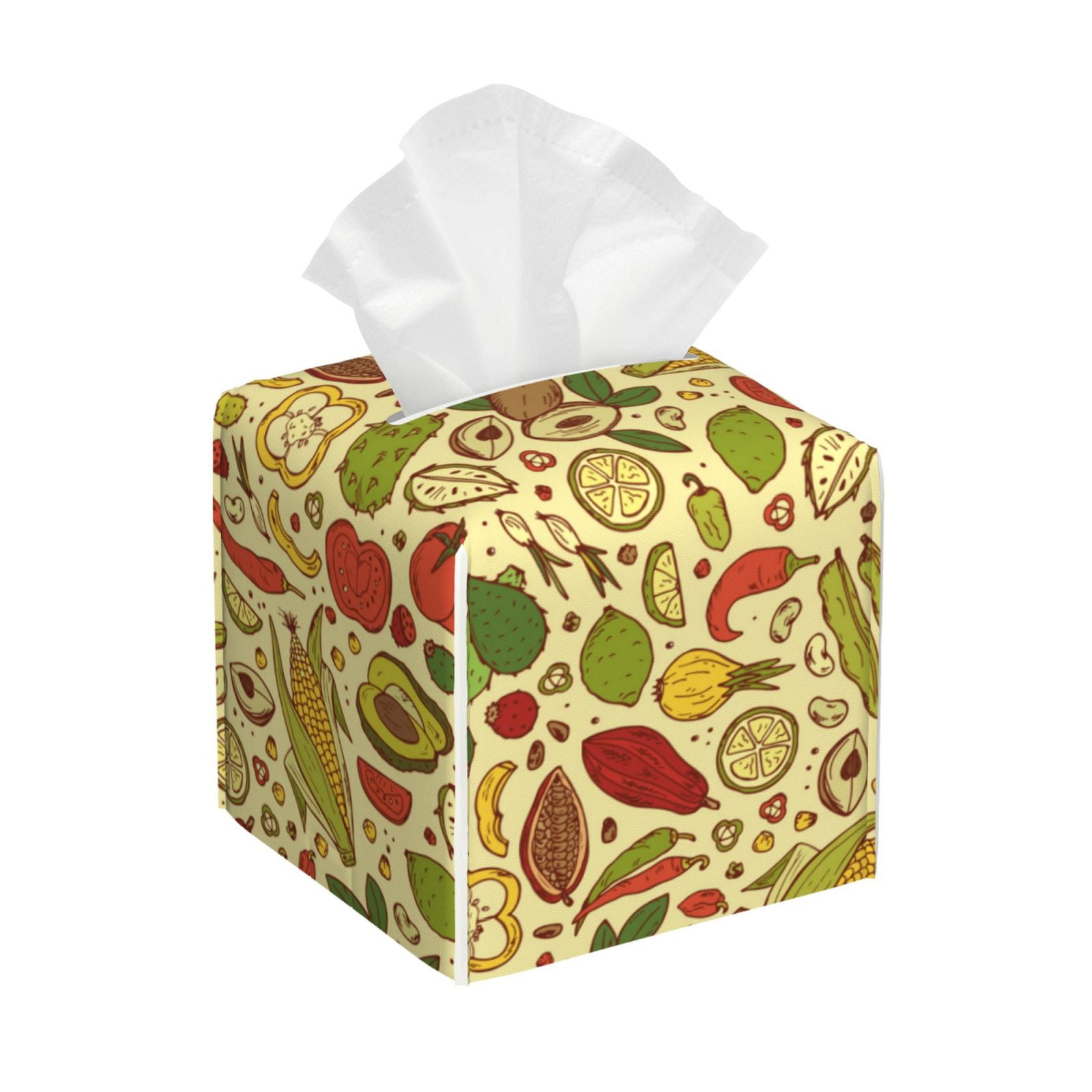 Lsque Fruits And Vegetables Printed Tissue Box Cover Holder, Facial ...