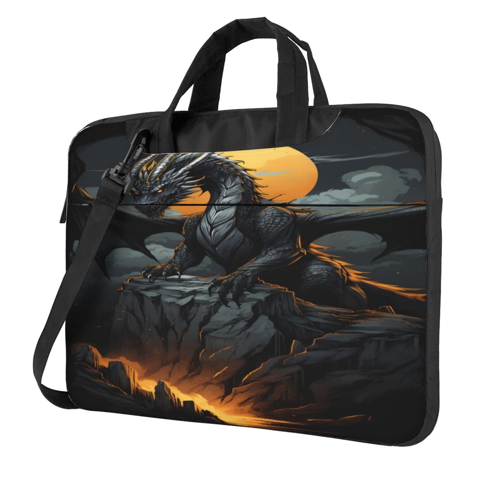 Lsque Full Moon Black Dragon Pattern Laptop Bag – Portable & Slim ...