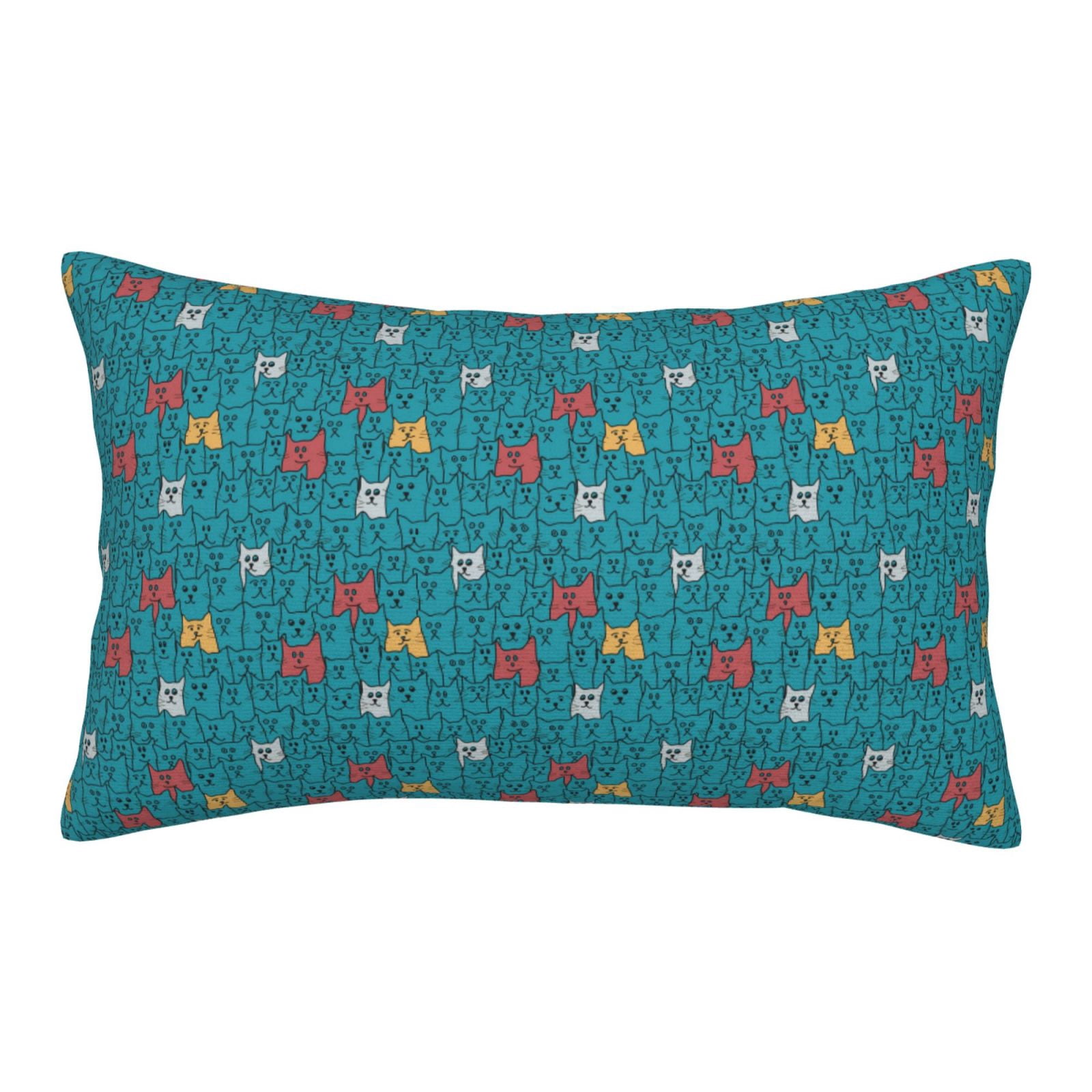 Lsque Funny Cat Blue Pattern Pillow Case – Soft & Cozy Throw Pillow ...