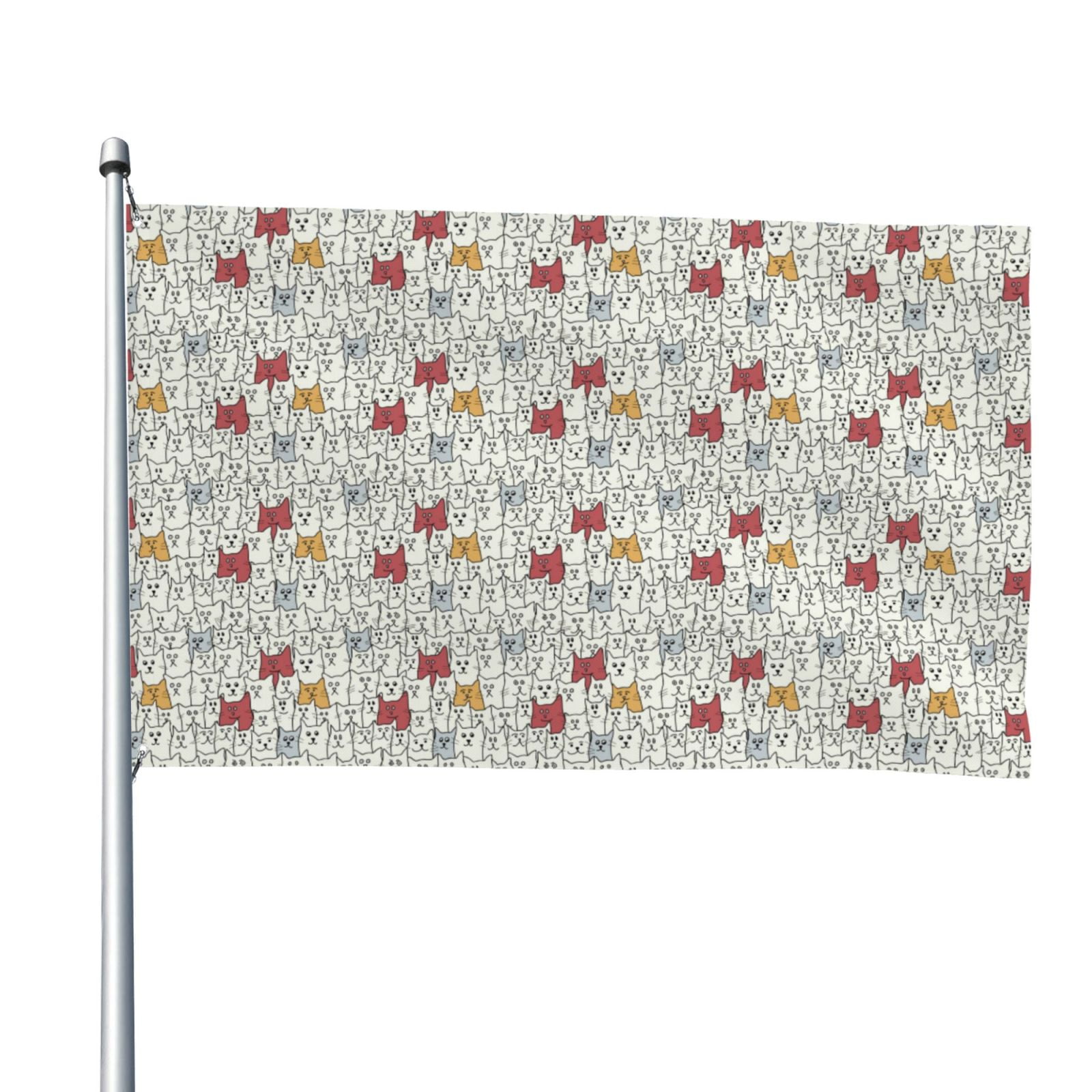 Lsque Funny Cat White Pattern Flag,Funny Cat White Printed Garden Flag ...