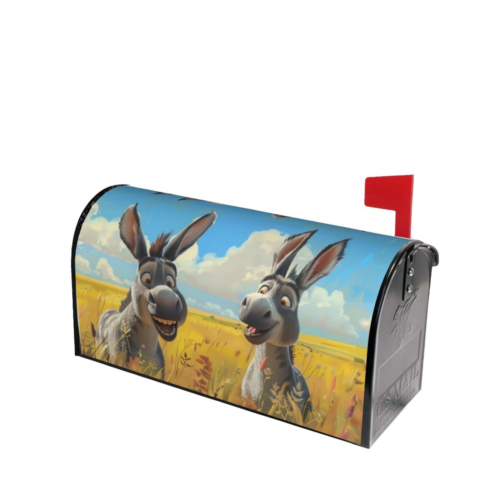 Lsque Funny Countryside Donkey Mailbox Cover Standard Size ,Magnetic ...